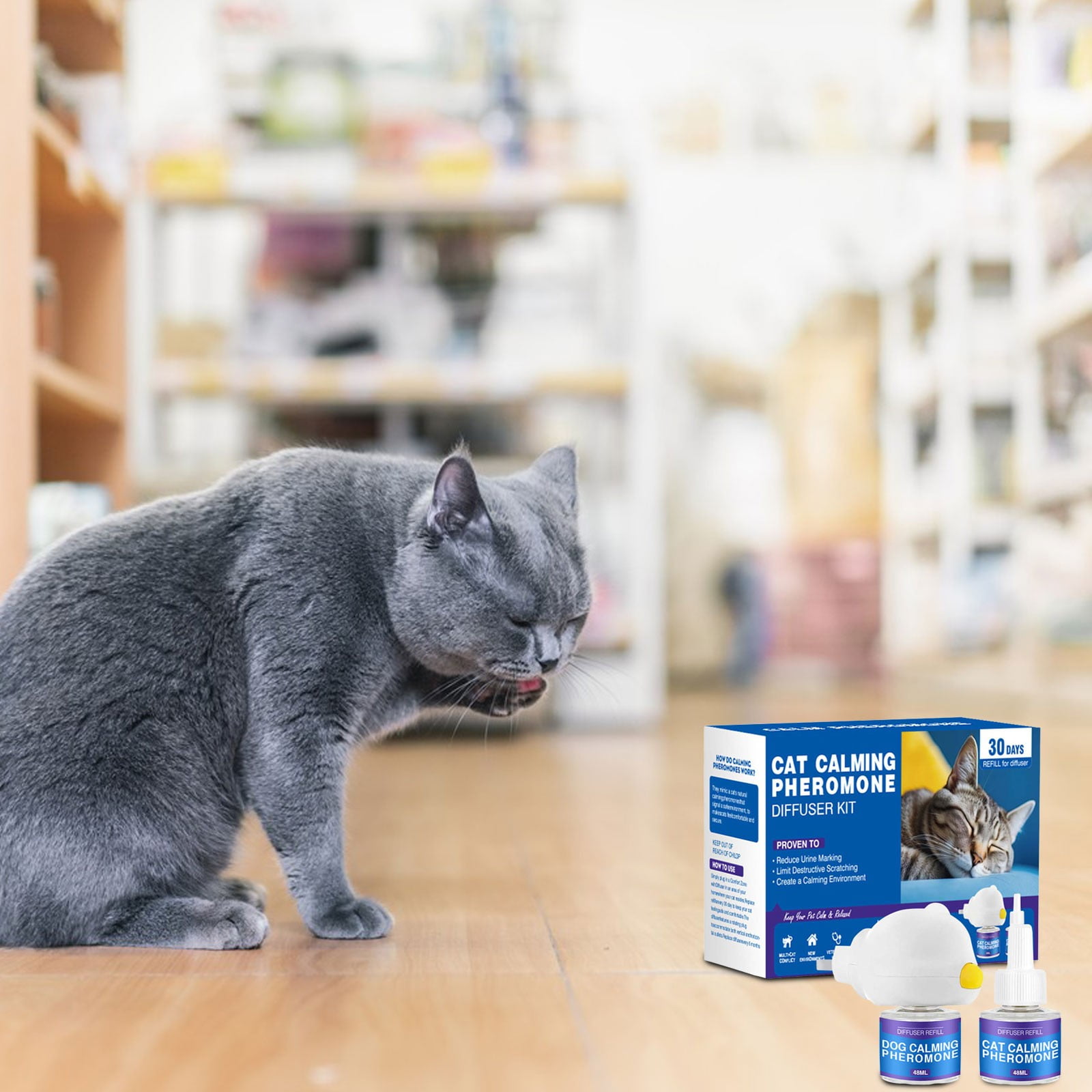 Cat Calming Diffuser Kit (with 2 Refills),Plug-in Pheromone Calming ...