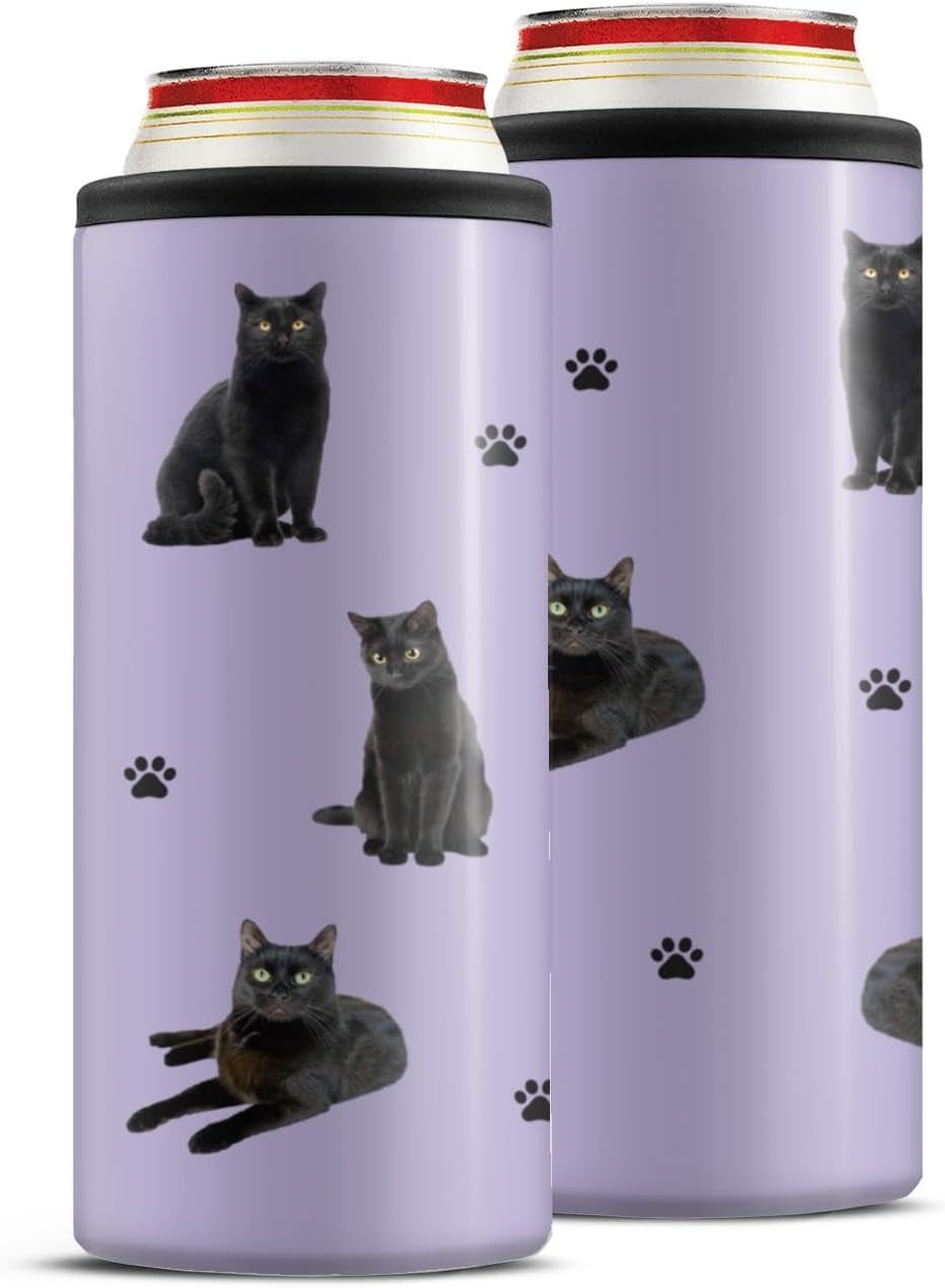 Cat Can Cooler,Slim Can Cooler Insulated Stainless Steel Can Cooler ...