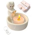 Cat Candle Holder with 4 Scented Tealight Candles & Free Keychain, Cute ...