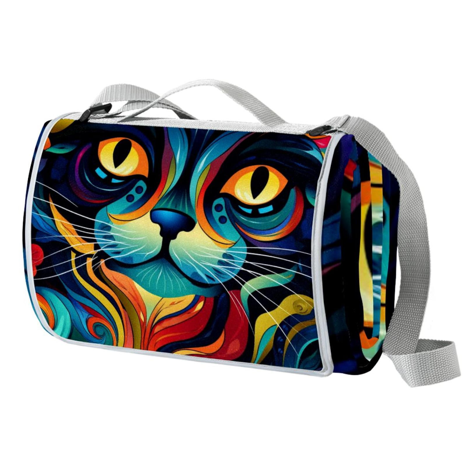 Cat Canvas Beach Blanket Picnic Mat for Outdoor Activities - Waterproof ...