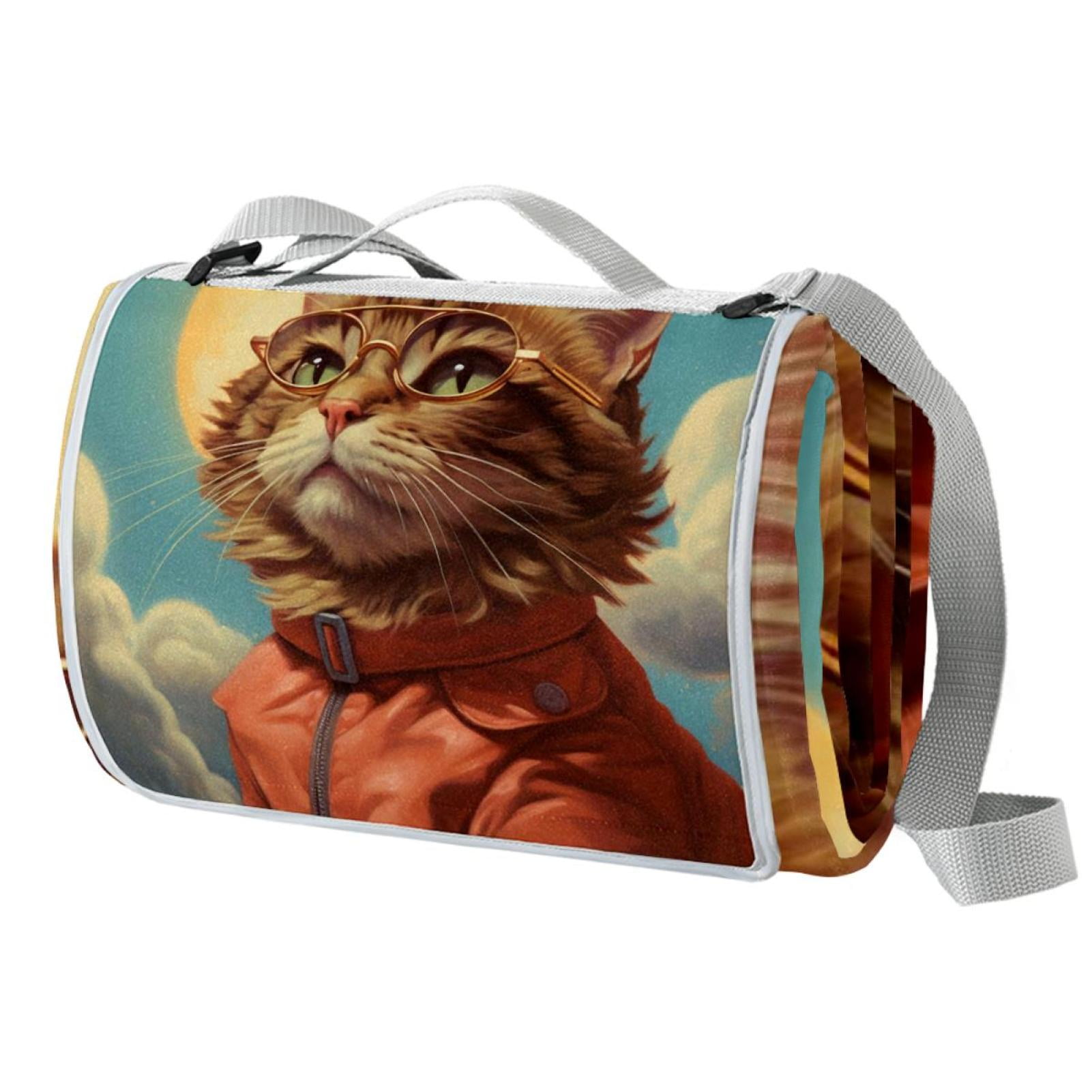 Cat Canvas Picnic Blanket Outdoor Waterproof Portable Mat for Camping ...