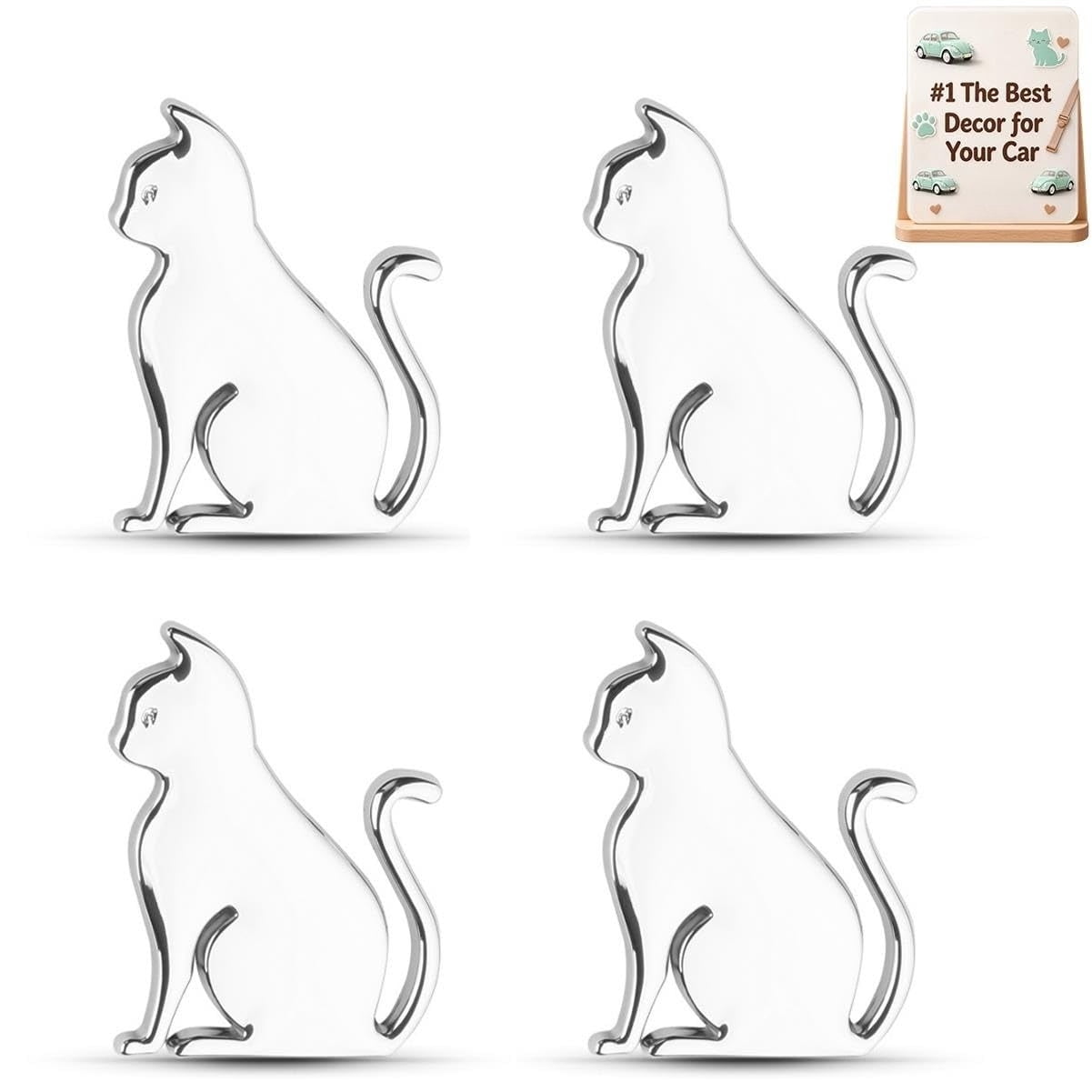 Cat Car Badge, 4PCS 3D Metal Funny Cats Car Sticker Emblem Badge Decals ...