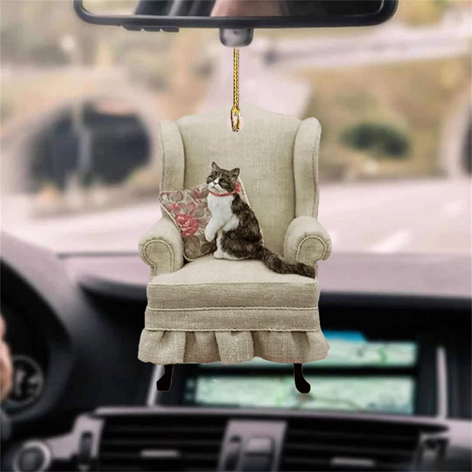 Cat Car Hanging Ornament Deco Rear View Plane Themed for Home and, 3.34 ...