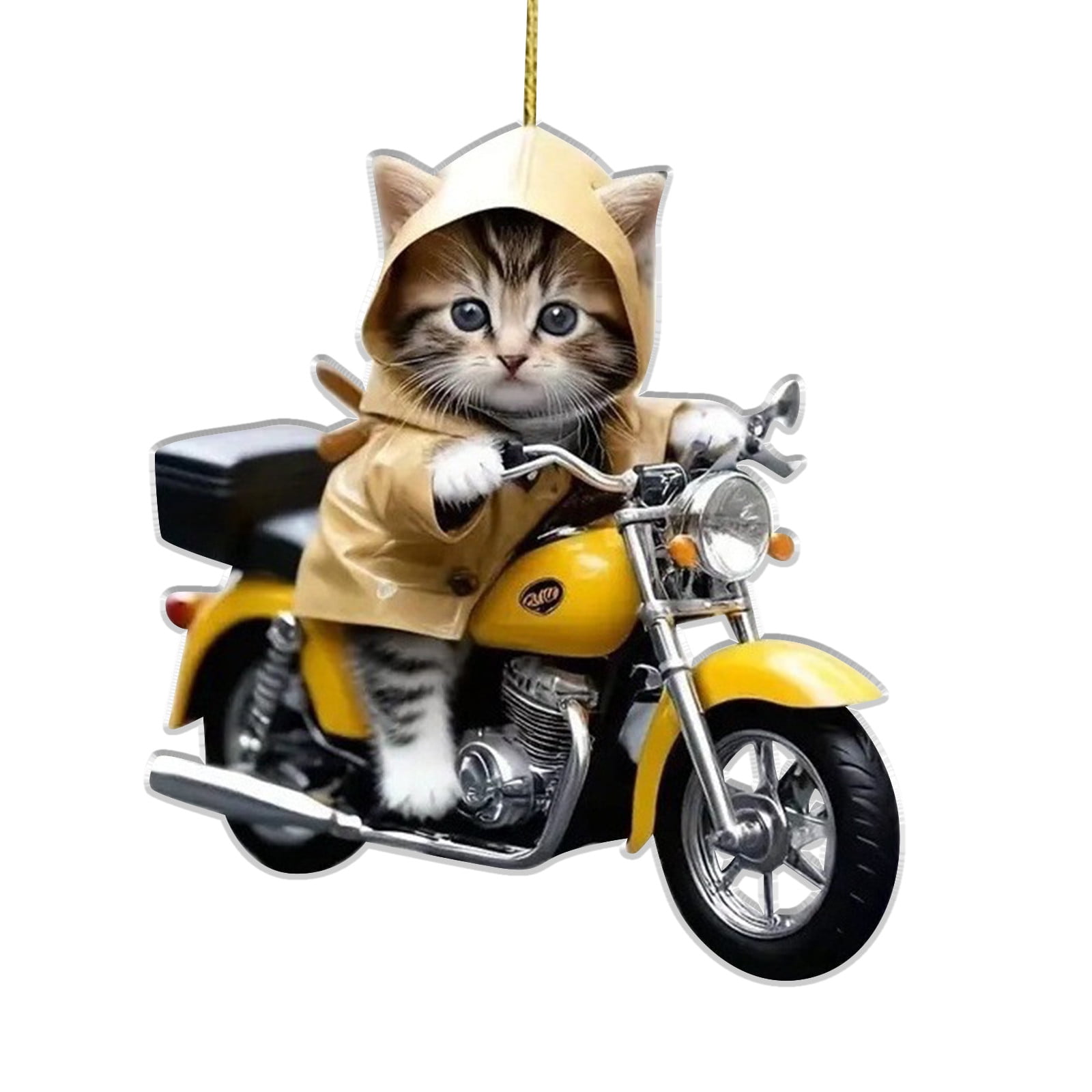 Cat Car Mirror Ornament – Acrylic Motorcycle Themed Hanging for Vehicle ...