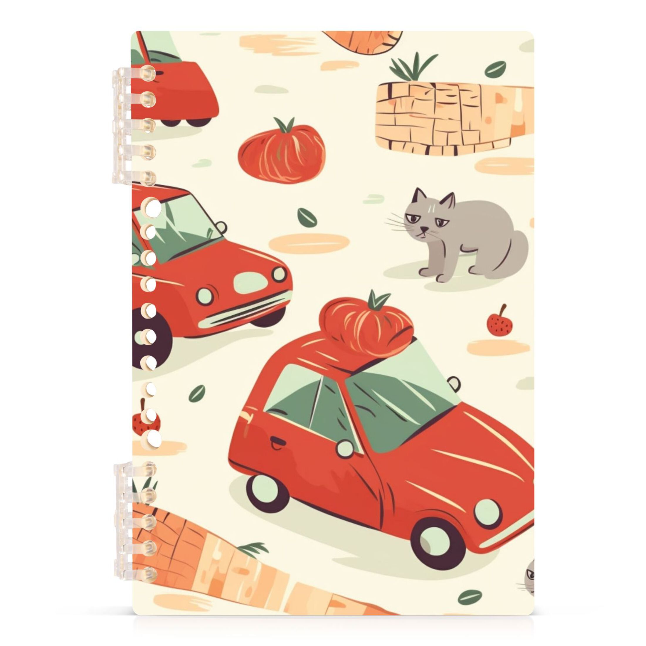 Cat Car Pumpkin Berry Spiral Notebooks 60 Sheets 120 Pages A5 Journal ...