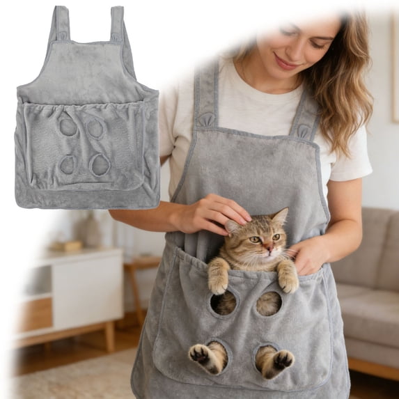 Cat Carrier Apron - Hands-Free Cat Tote & Anti-Shedding Pet Apron for ...