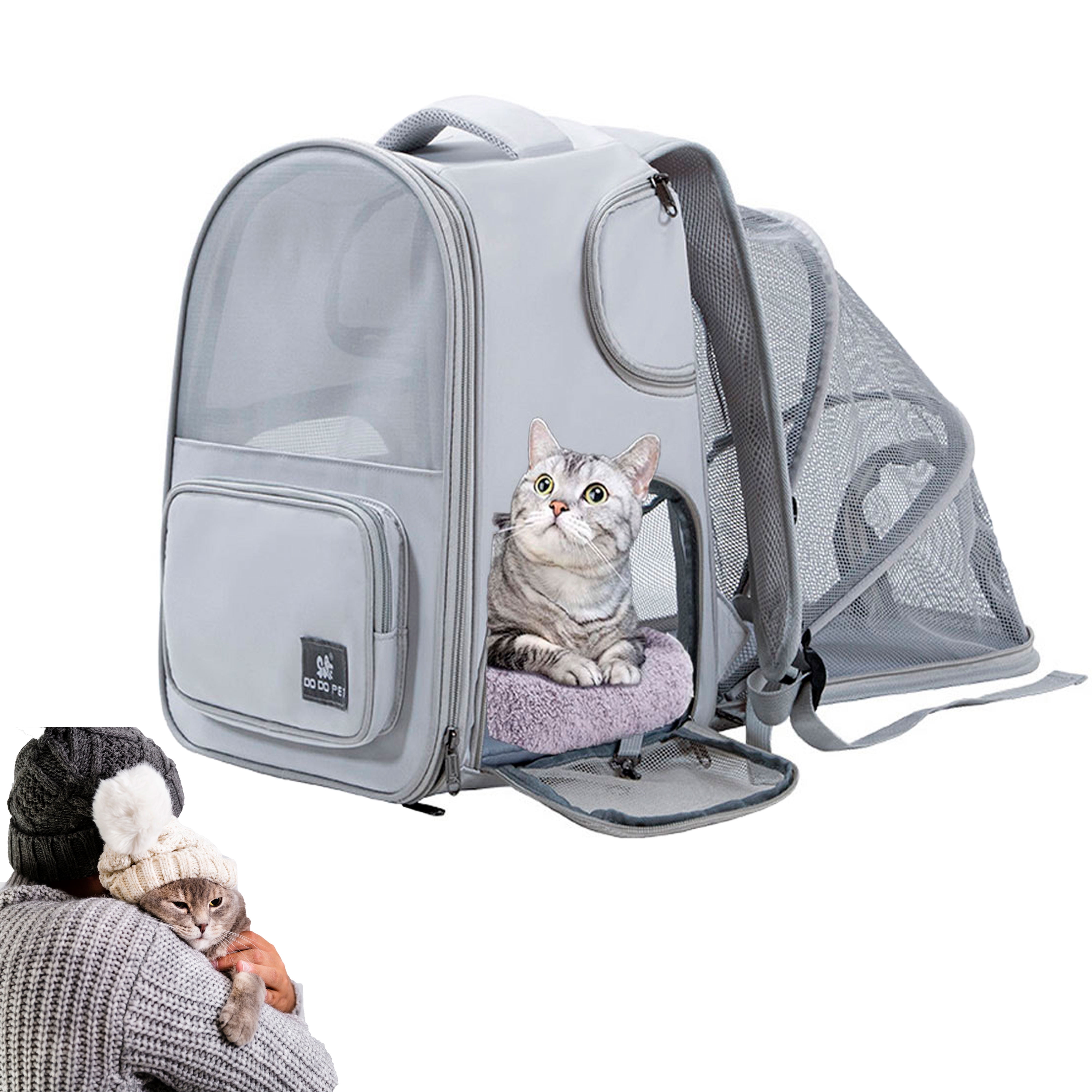 Cat Carrier - Expandable Pet Backpack Carrier for Cats up to 13lbs ...
