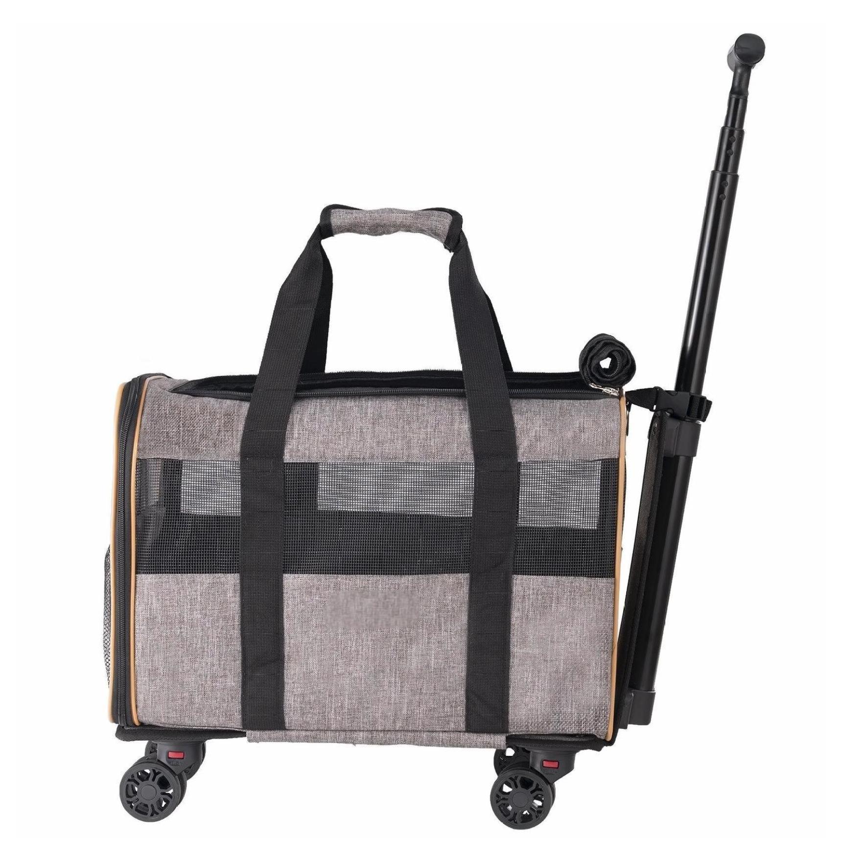 Cat Carrier with Wheels, Airline Approved Rolling Pet Carrier for Small ...