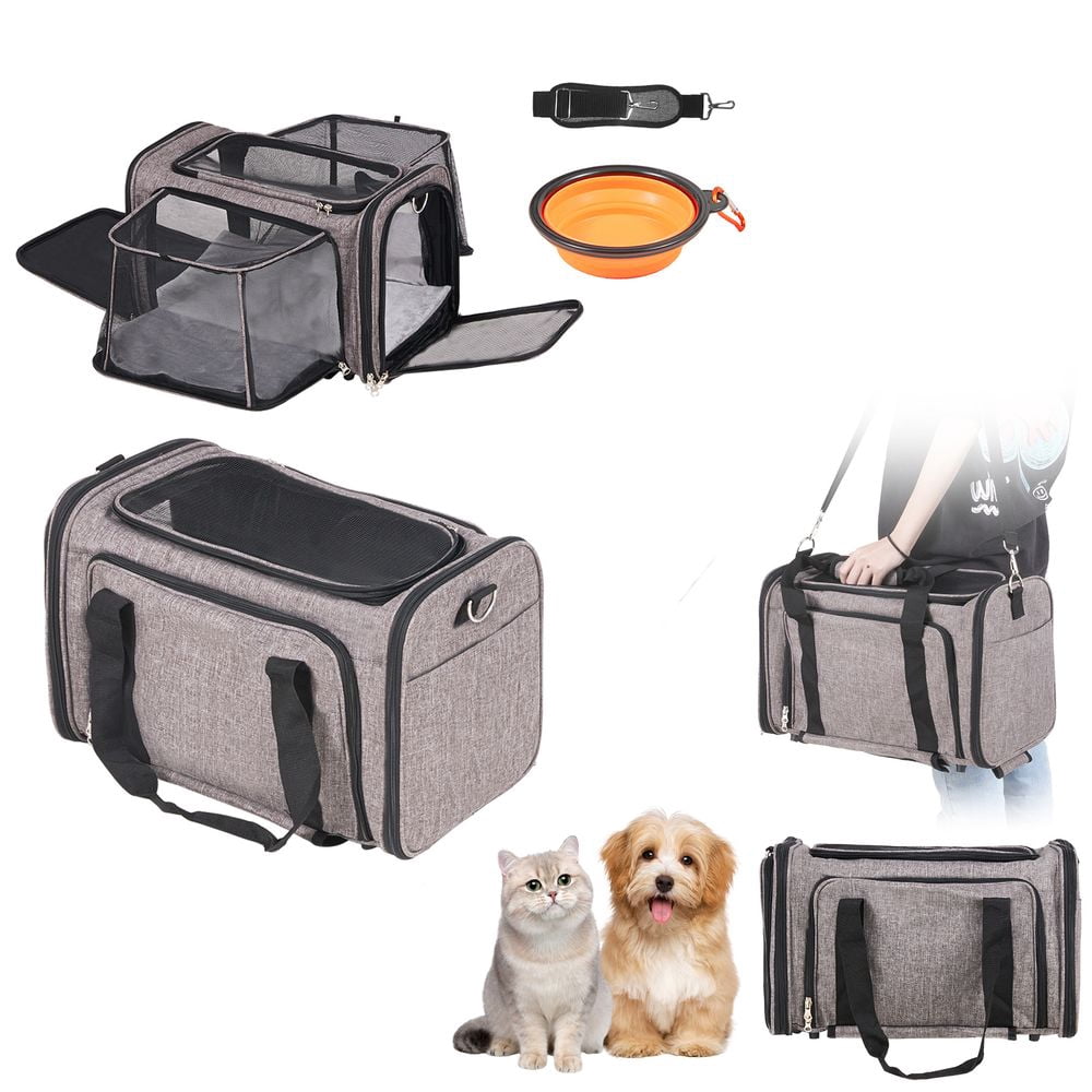 Cat Carrier with Wheels, Airline Approved Rolling Pet Carrier with ...