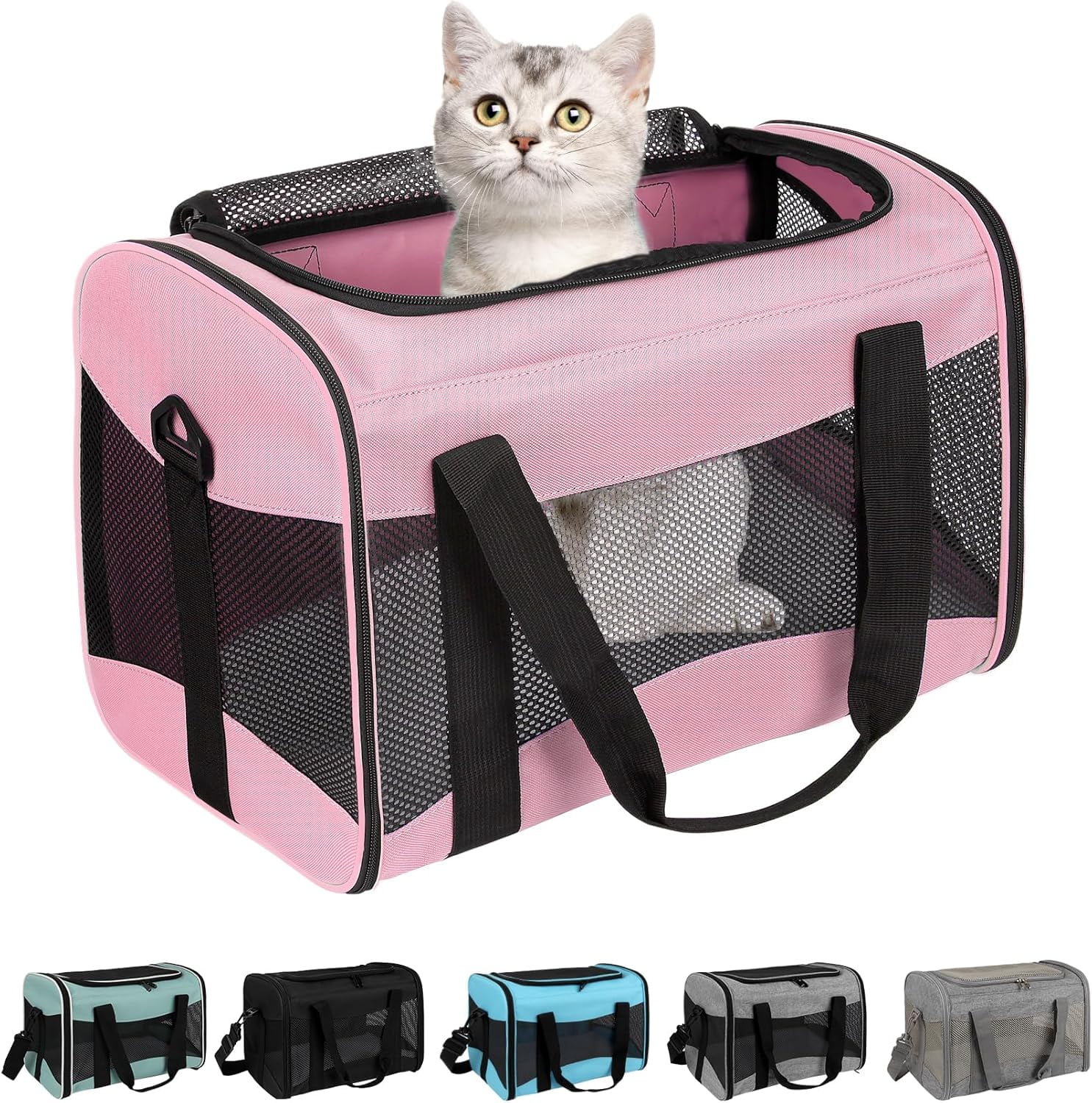 Cat Carrying Case Pet Dog Carrier Soft-Sided Cat Bag Airline Approved ...