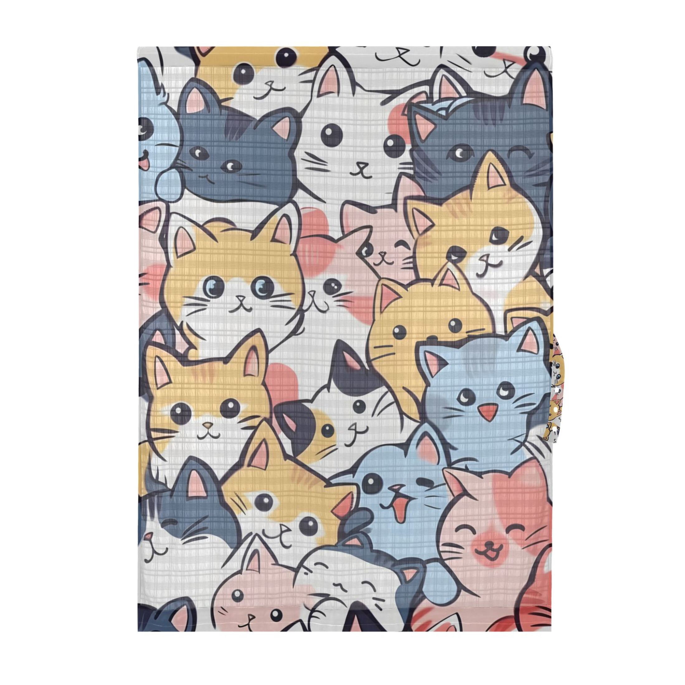 Cat Cartoon Pattern Door Curtain Sheer Privacy Light Filtering Window ...