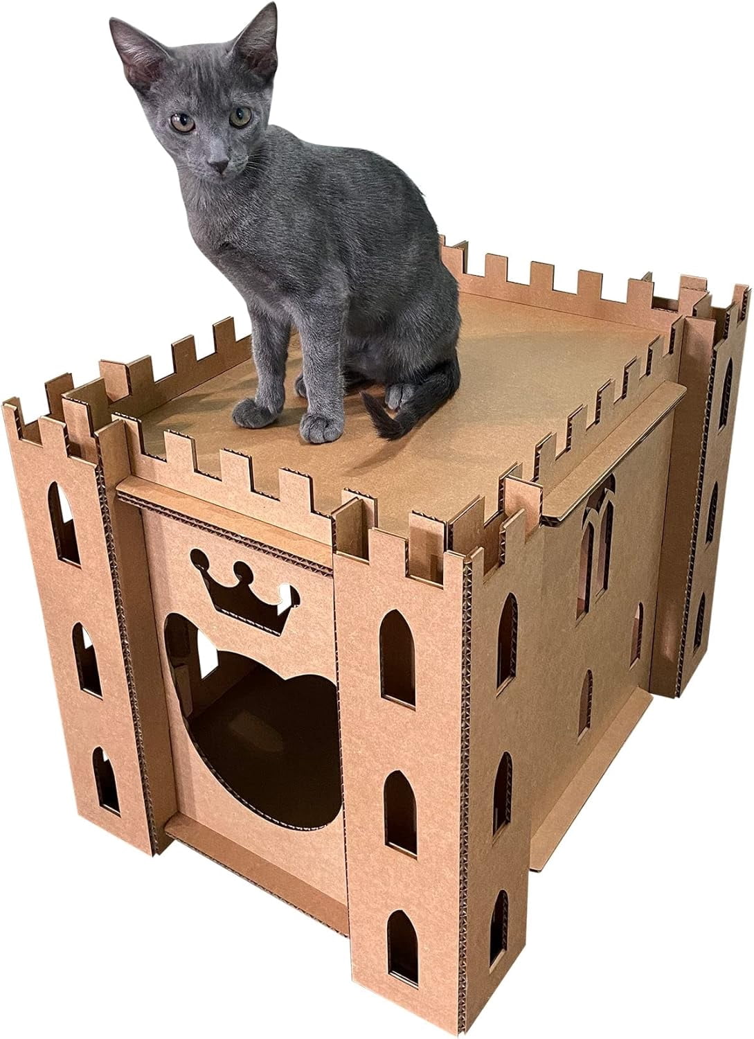 Cat Castle, 200 lb. Test Corrugated Cardboard, Cat Playhouse for Indoor ...