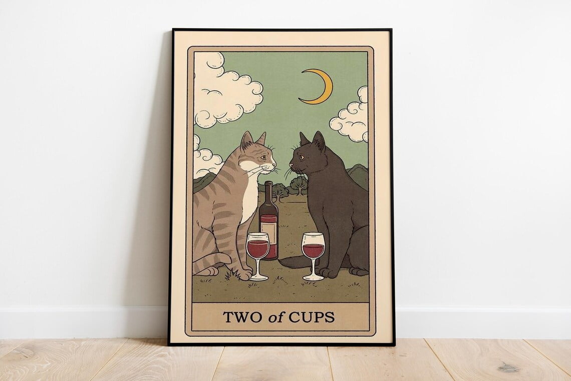 Cat Cat Cute Kitten Illustration Lover Doing Things Poster Unframed ...