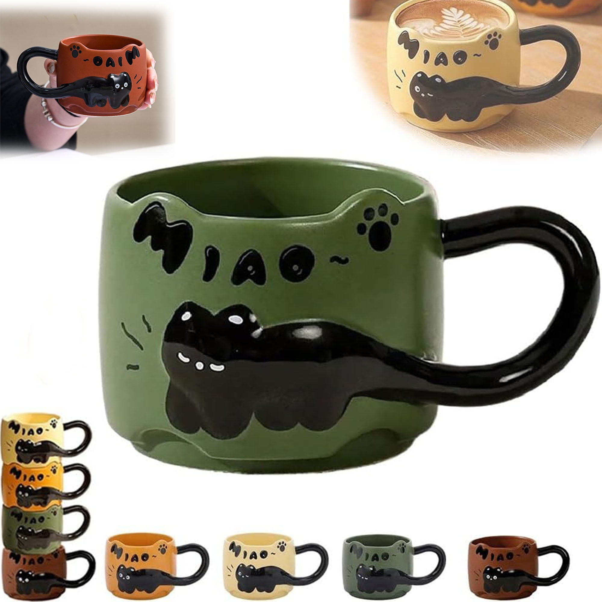 Cat Cat Stacked Cup, Cute Stackable Coffee Mugs, 4 Styles Ceramic ...