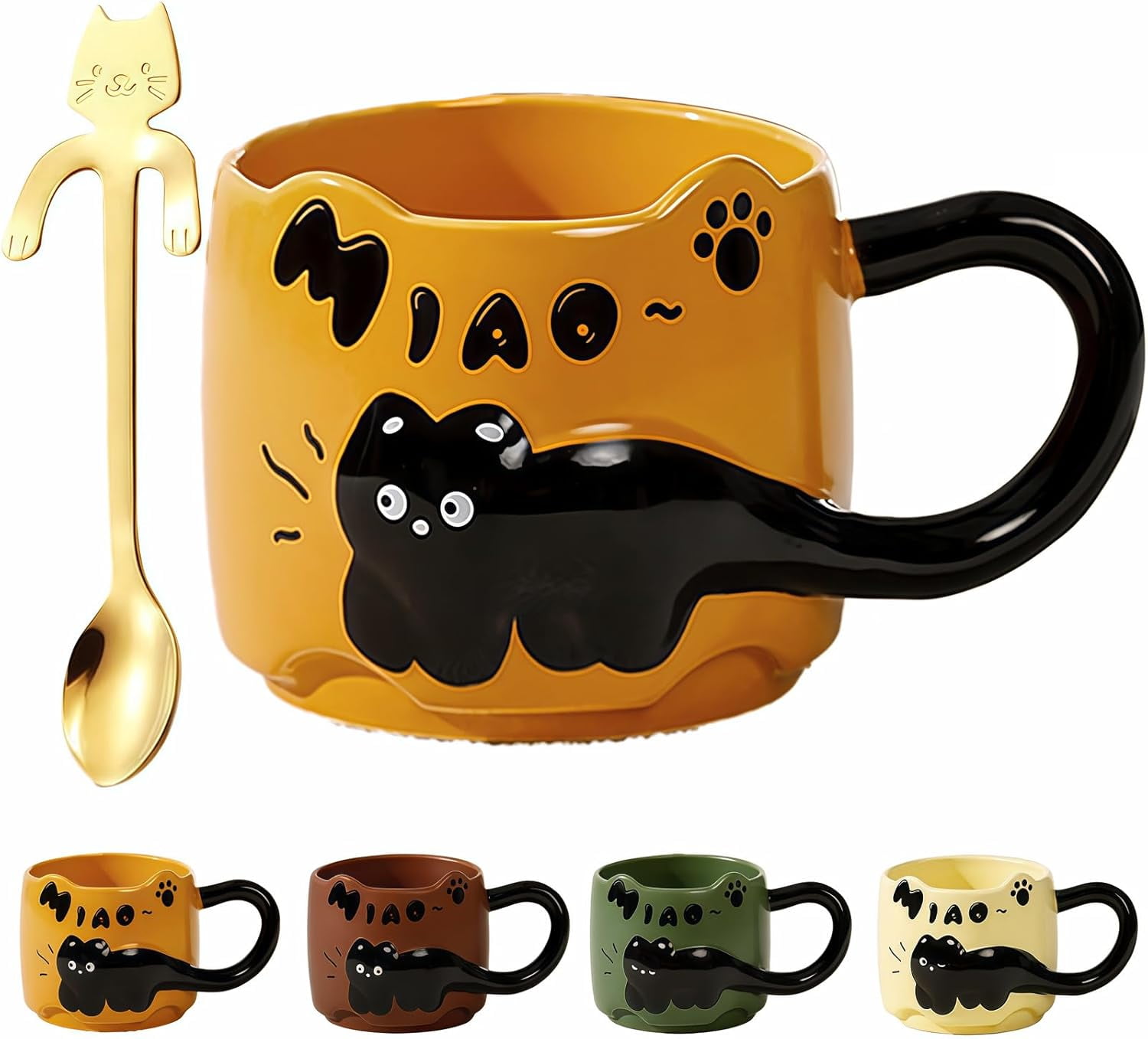 Cat Cat Stacked Cup, Cute Stackable Coffee Mugs, of 4 Styles Ceramic ...