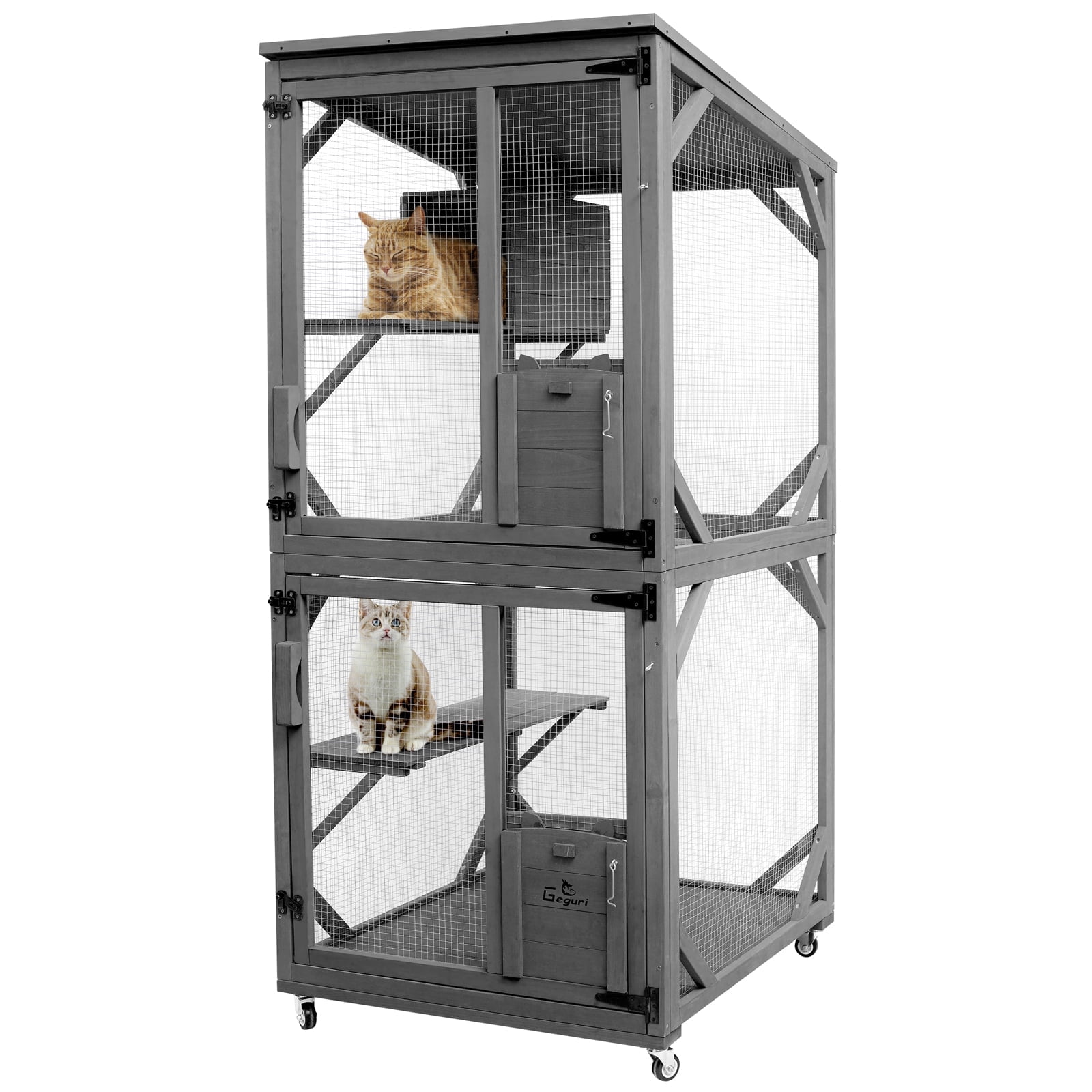 Cat Catio Outdoor Cat Enclosure, Large Wooden Kitten Patio Indoor with ...