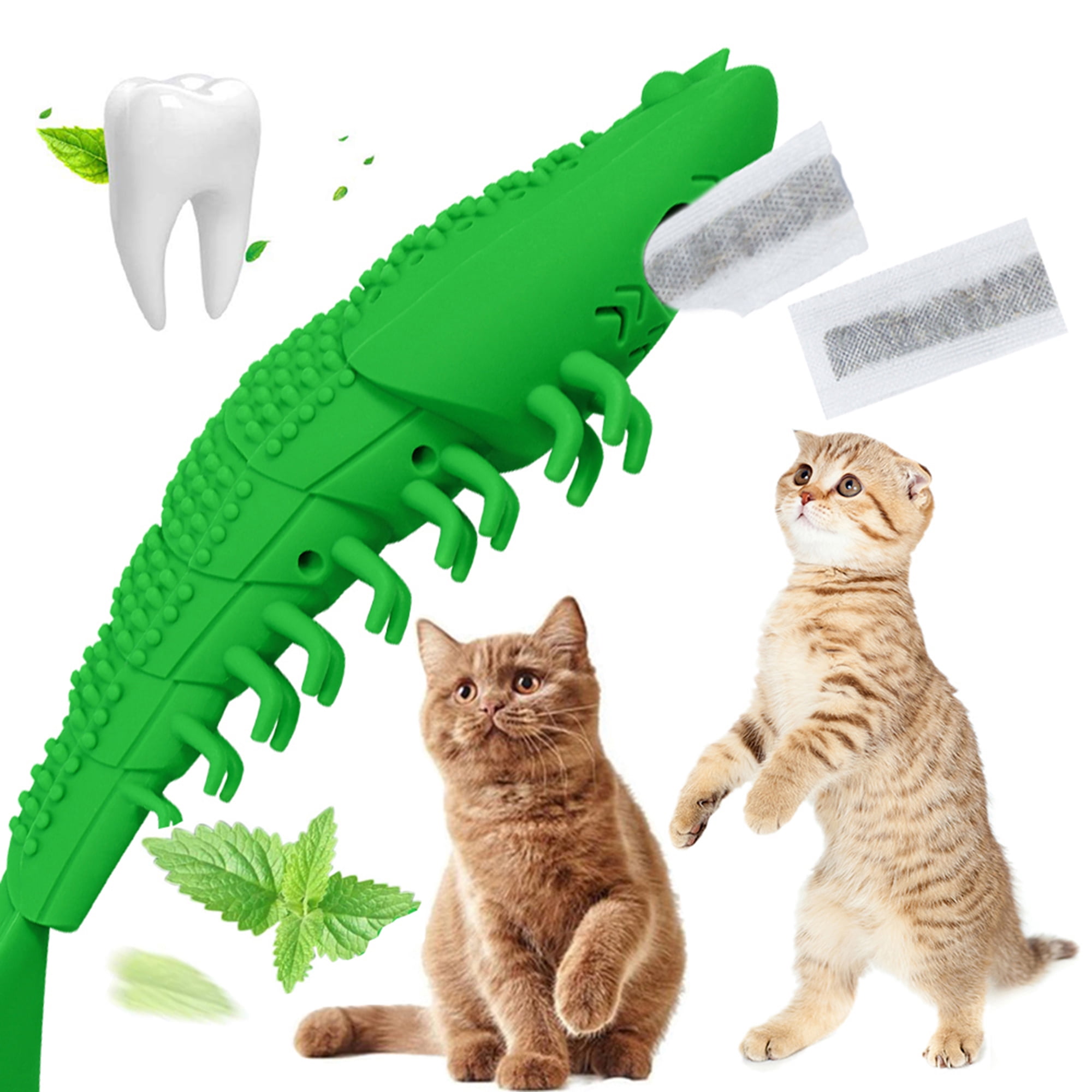 Cat Catnip Interactive Chewing Toy, Dental Care Toothbrush for Kitten ...