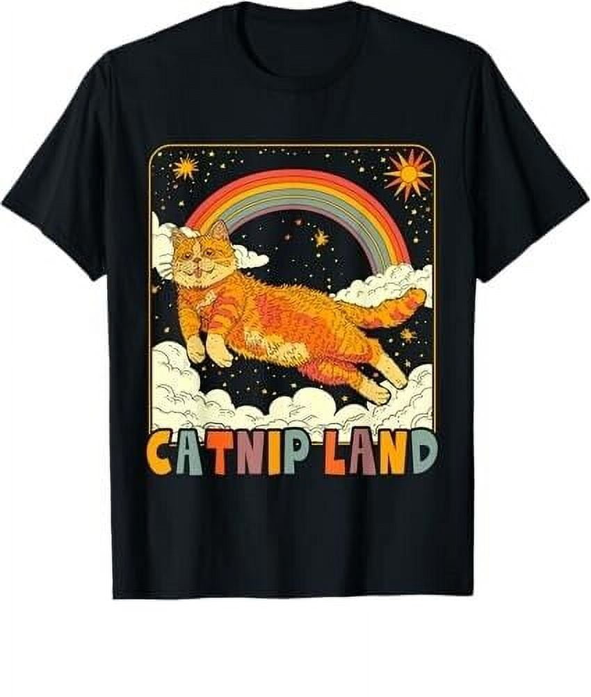 Cat Catnip Land 60s 70s Hippie Aesthetic Cat Lover T-Shirt - Walmart.com