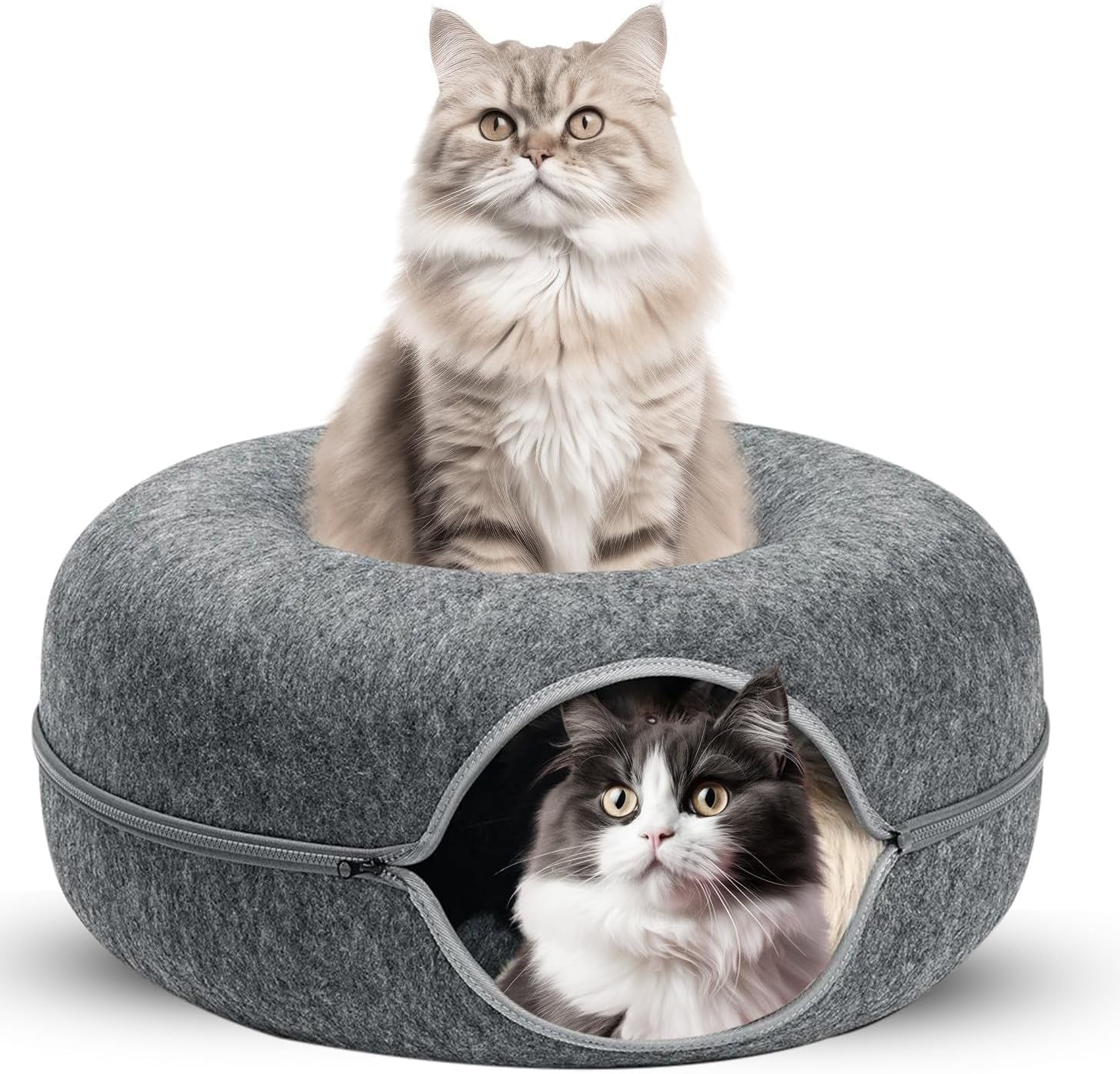 Cat Cave Donut Bed for Indoor Cats 9 to 30Lbs – Cat Donut Cave Tunnel ...
