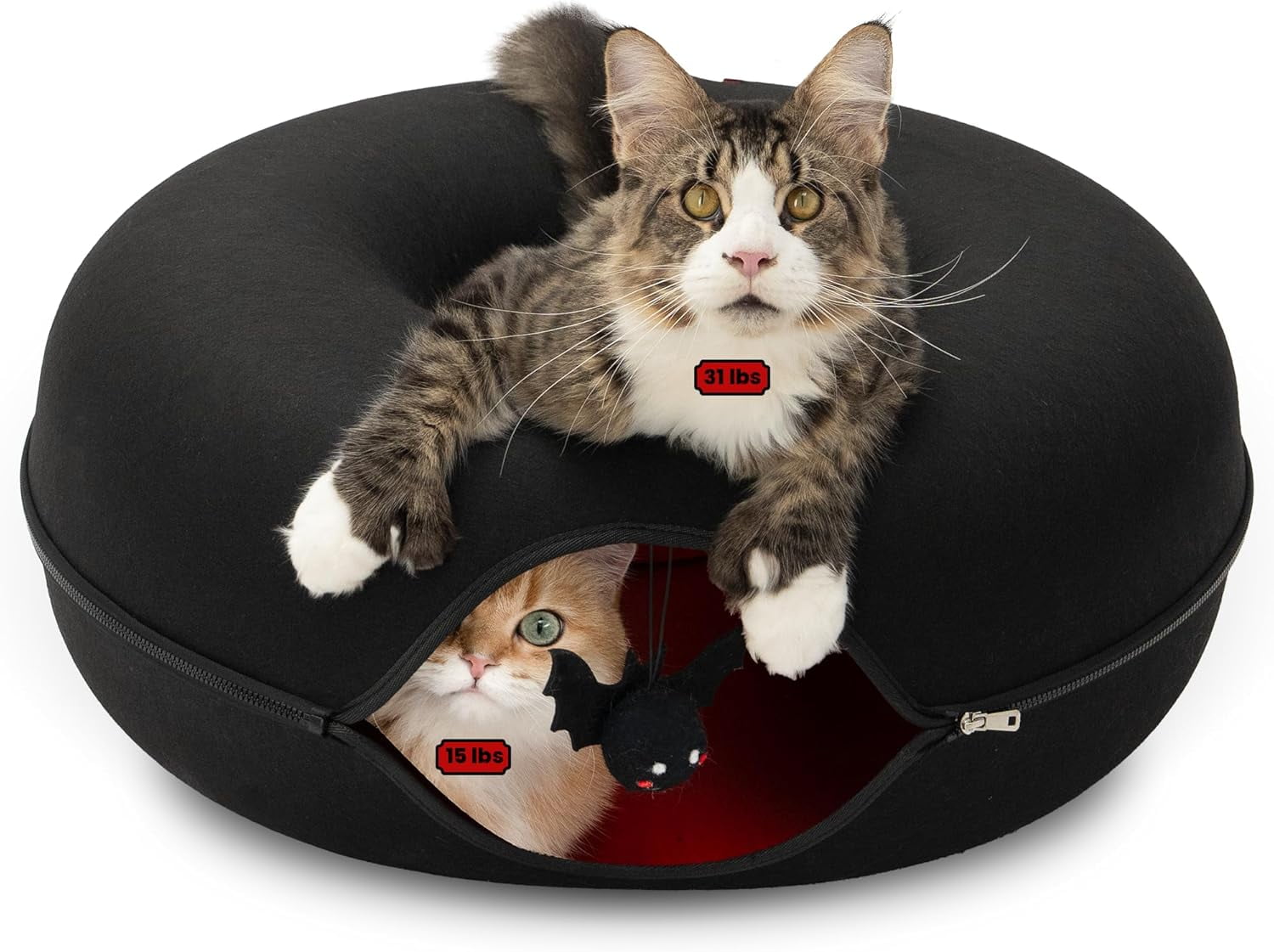 Cat Cave Donut for Multiple & Large Cats up to 30-45 lbs, 3-in-1 Self ...
