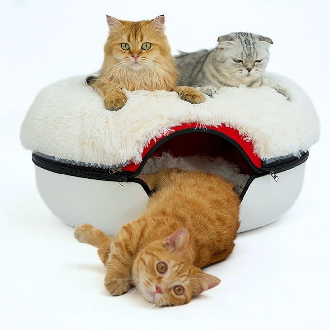Cat Cave for Multiple & Large Cats Up to 30-45 Lbs, Fluffy Cat Beds ...