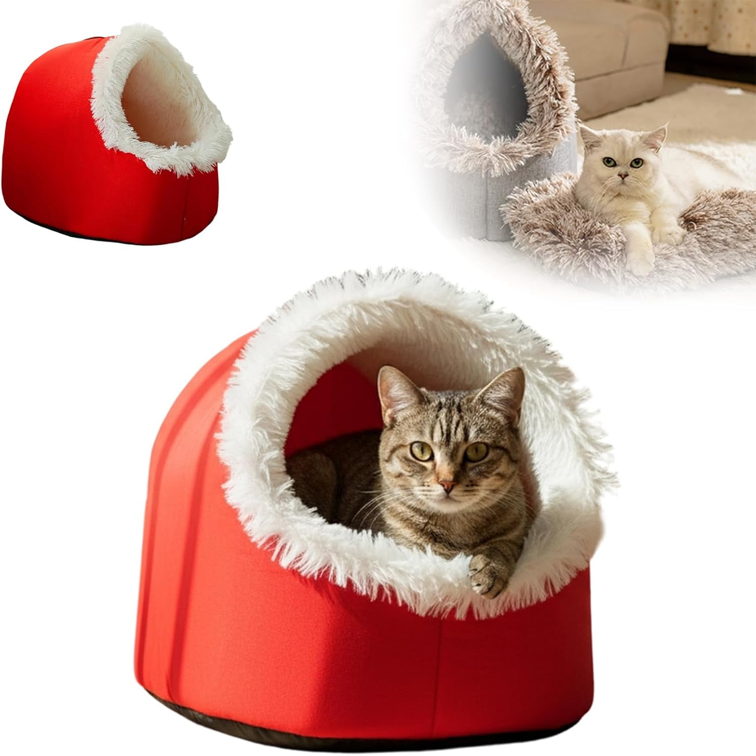 Cat Caves for Indoor Cats, 2026 New Soft Winter Warm Pet Cave Bed ...