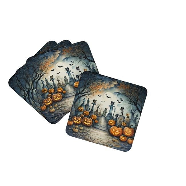 Cat Cemetery Spooky Halloween Foam Coasters - Walmart.com