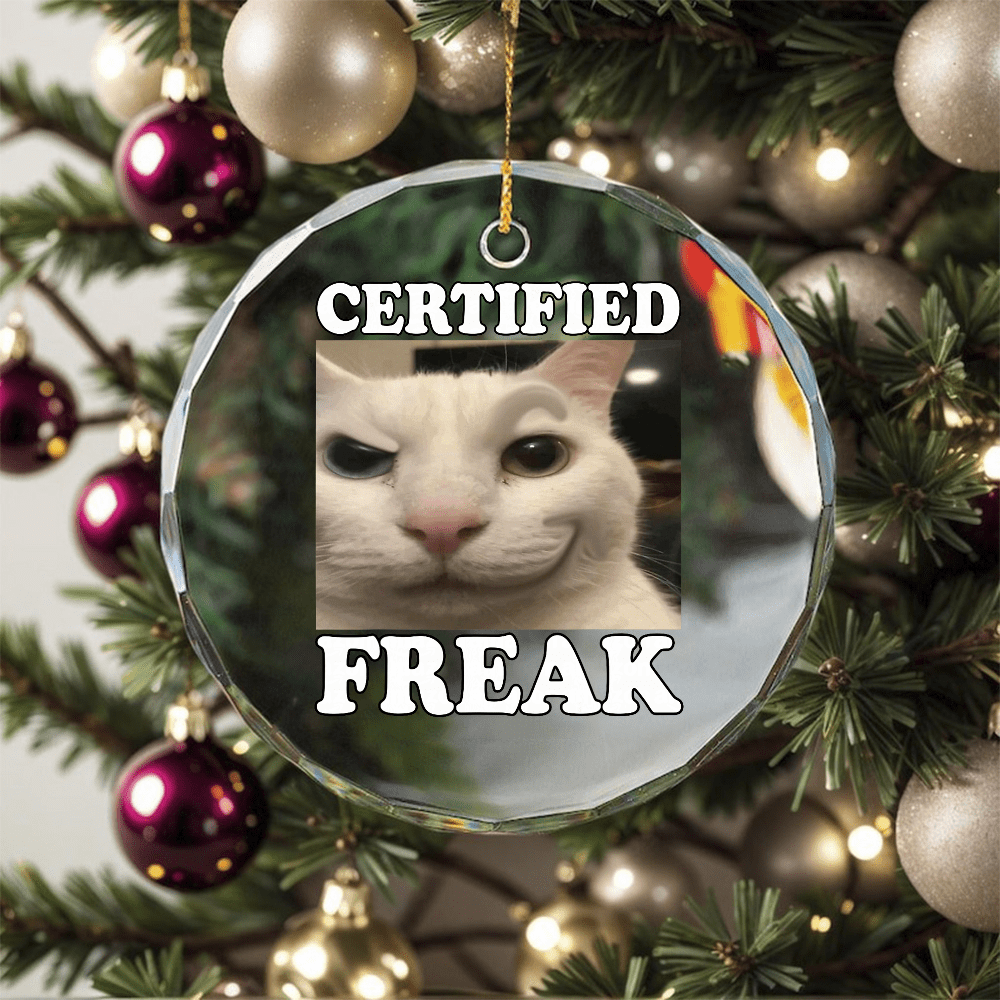 Cat Certified Freak Cat Men Women Ornament, Home Decor, Crystal Glass ...