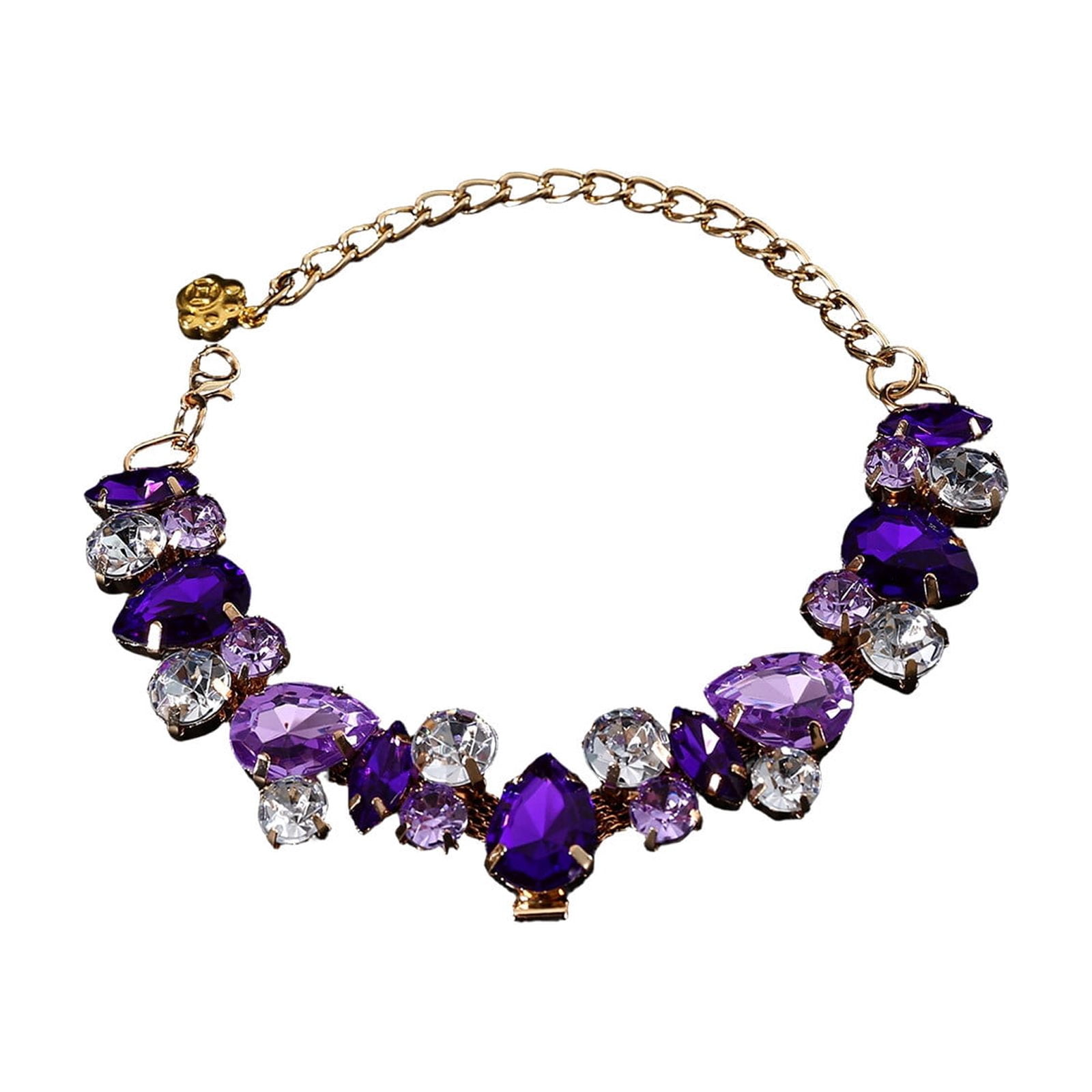 Cat Chain Collar with Cute Pet Paw & Metal Lock, Adjustable Sparkling ...