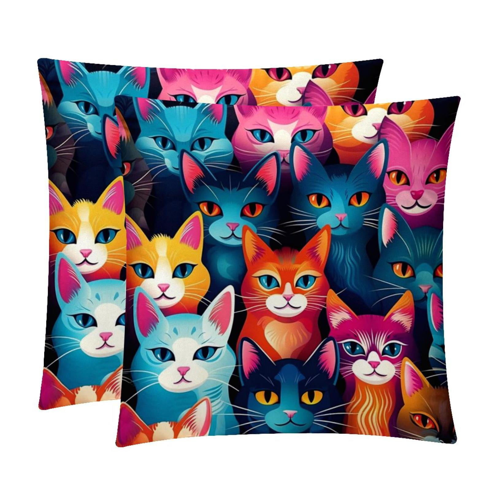 Cat Chair Pillow Covers Set with Velvet Material, Unique Patterns ...