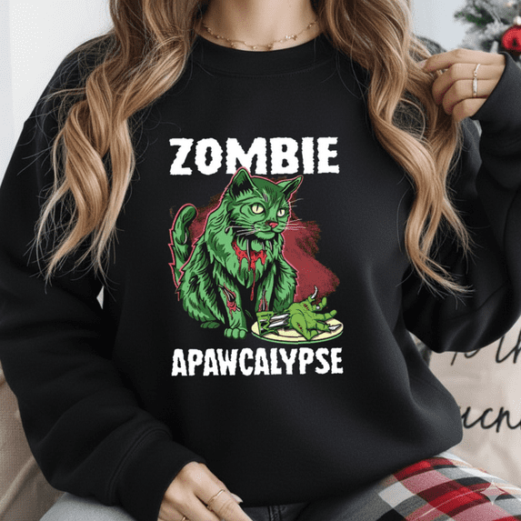 Cat Chaos Funny Zombie Apawcalypse Monster Pet Lover Graphic Art Unisex ...