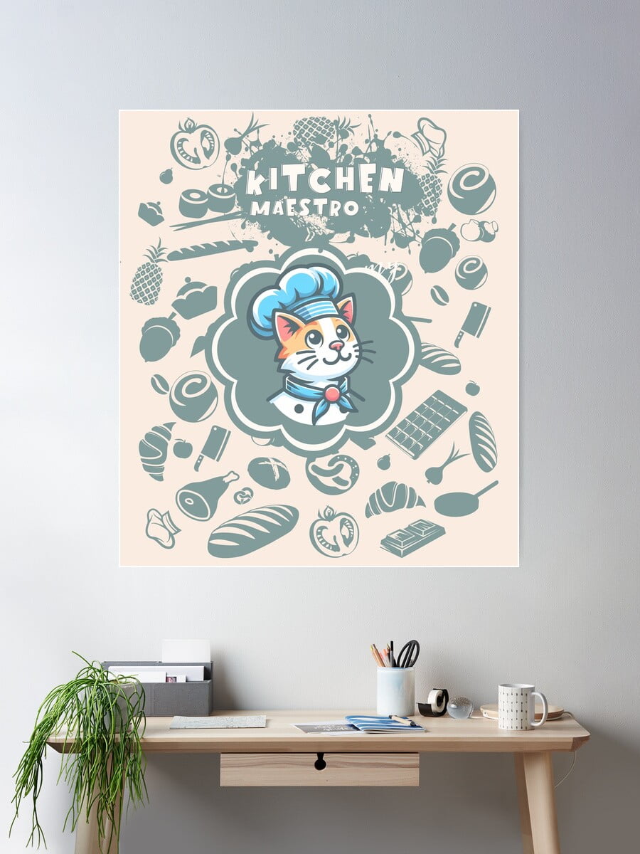 Cat Chef - Master Of The Kitchen Poster Wall Art, Modern Wall Decor For ...