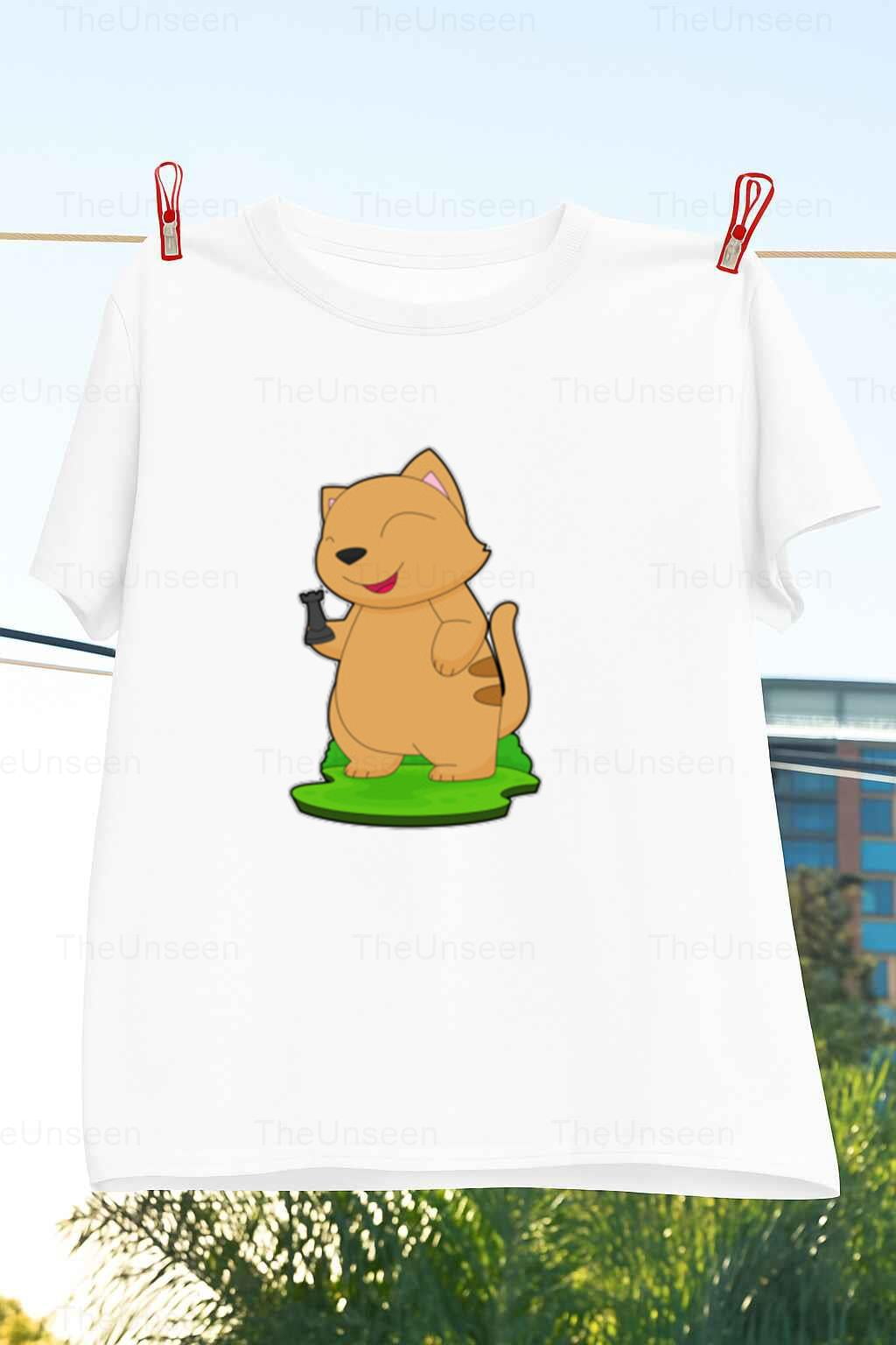 Cat Chess Piece Rook Funny Feline Strategy Game Fun Unisex T-Shirt up ...