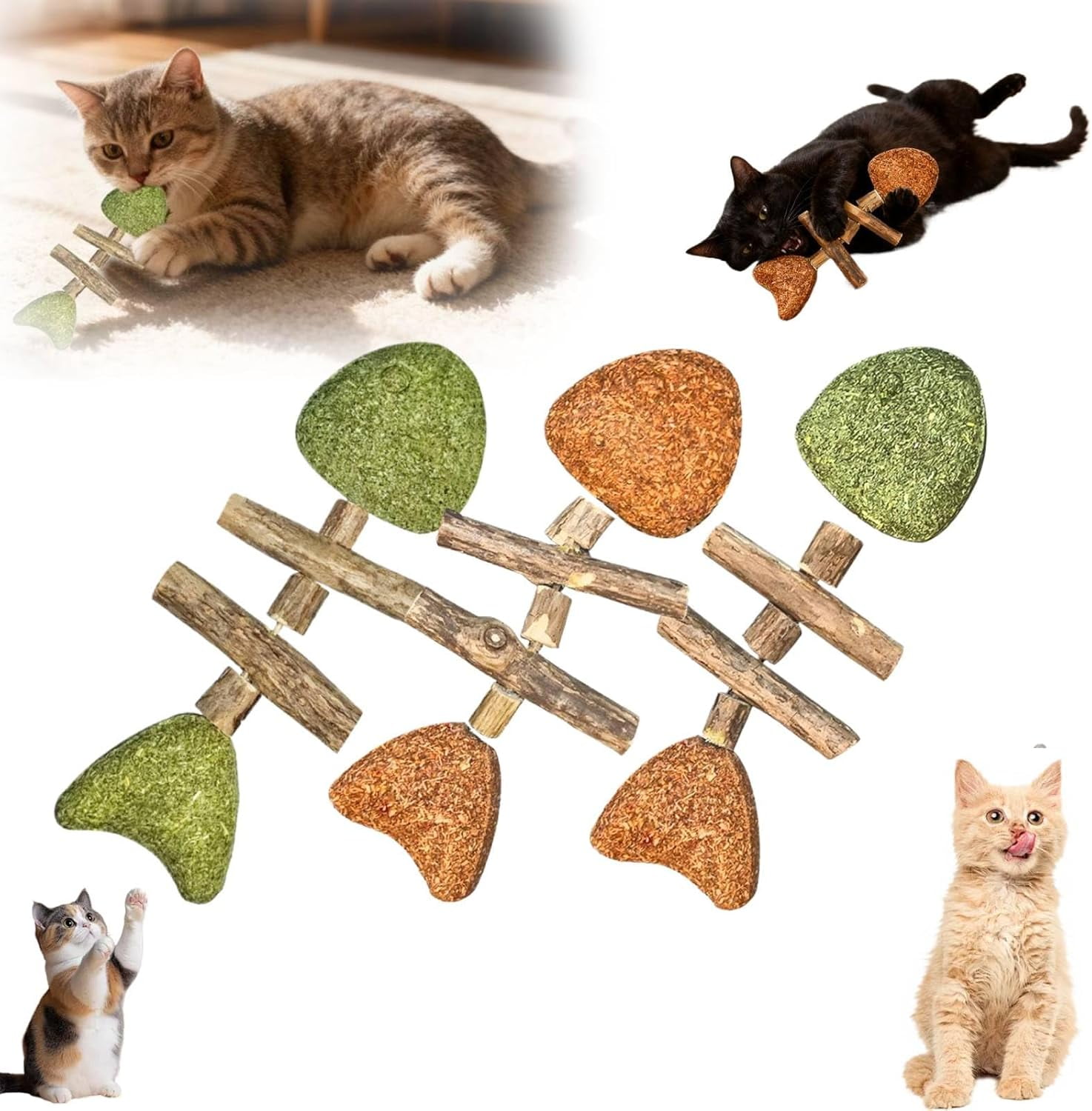 Cat Chew Toy Teeth Cleaning, Fishbone-Shaped Chew Stick, Teeth Cleaning ...