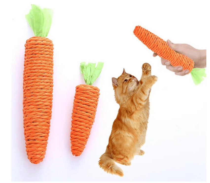 Cat Chew Toys, Carrot Shapes Cat Rope Toys with Sounding Parcels ...