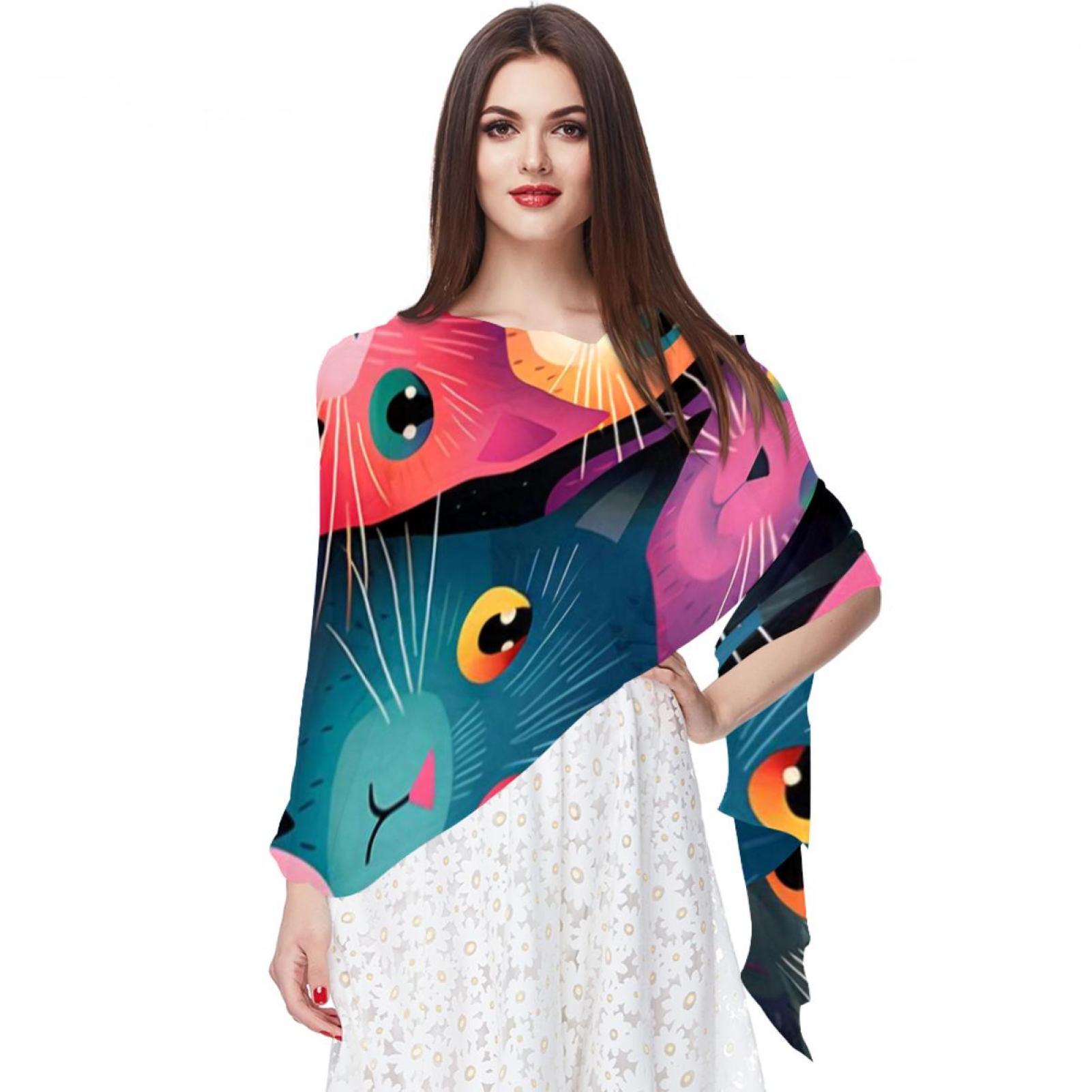 Cat Chic Translucent Chiffon Hair Scarf Light Breathable 180*73 (70.86 ...