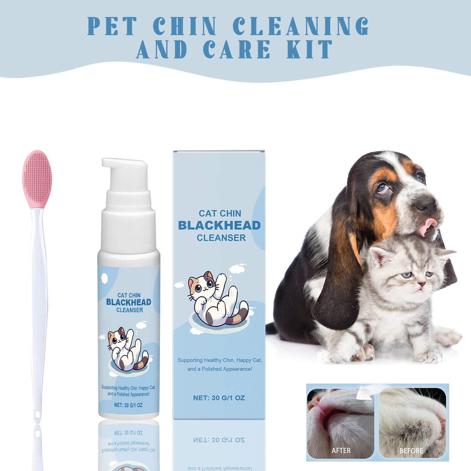 Cat Chin Care Kit Gently Chin Blackheads, With A Cleansing Brush, Free ...