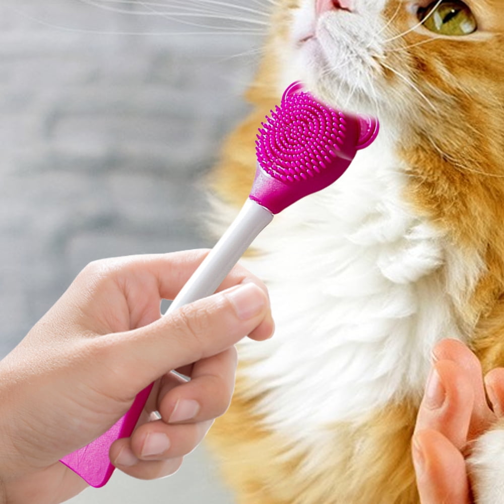 Cat Chin Scrubber Silicone Cat Cleansing Brush Silicone Brush Heads Cleaning Tool for Gums Jaw ...