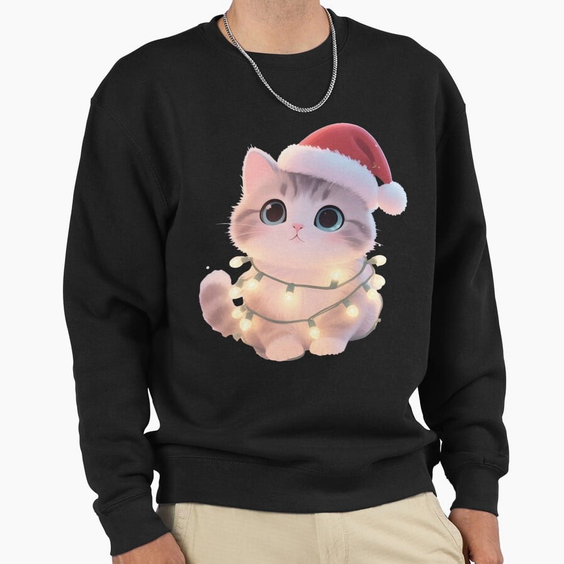 Cat Christmas Cute Christmas Cat Graphic Unisex Sweatshirt Retro ...