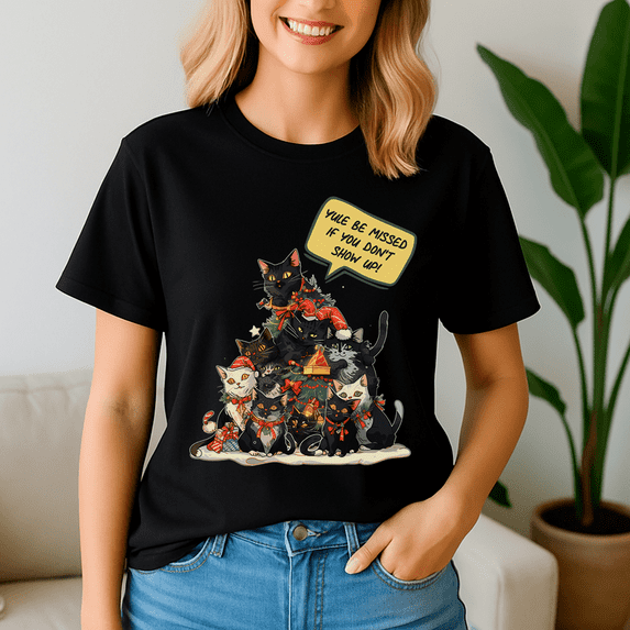 Cat Christmas, Funny Christmas TShirt, Santa Shirt, Vintage Holiday Tee ...