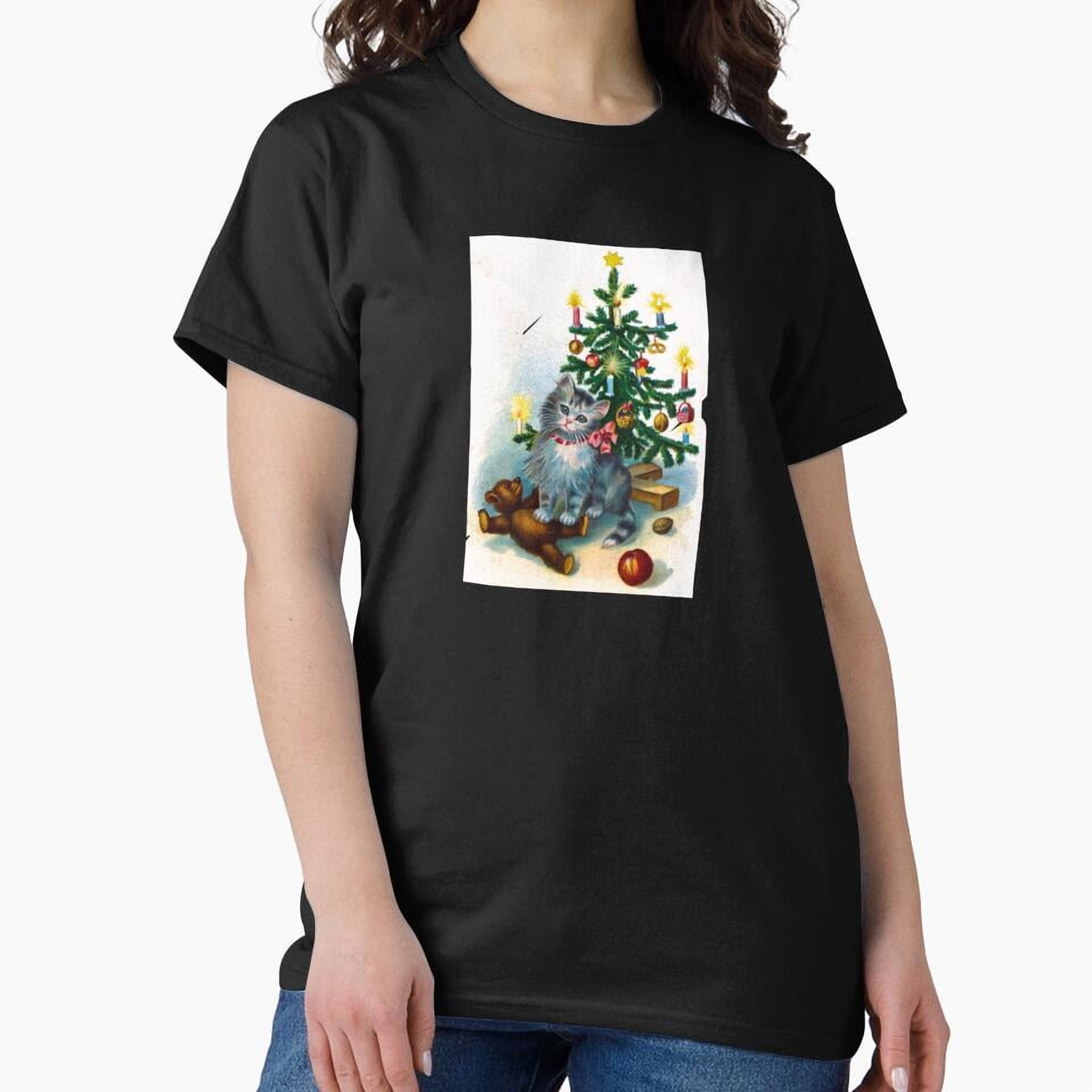 Cat Christmas Merry Christmas Funny Vintage Cat Kitten H4872 T-Shirt ...