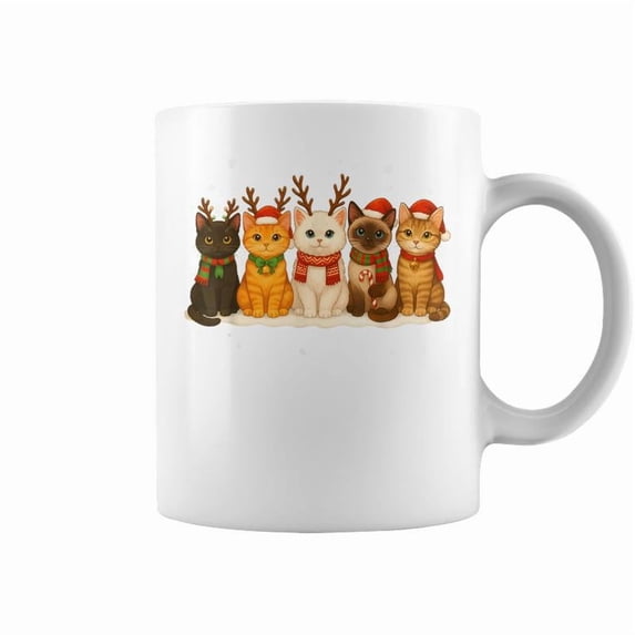 Cat Christmas Reindeer Santa Christmas Cat Lover Xmas Coffee Mugs ...