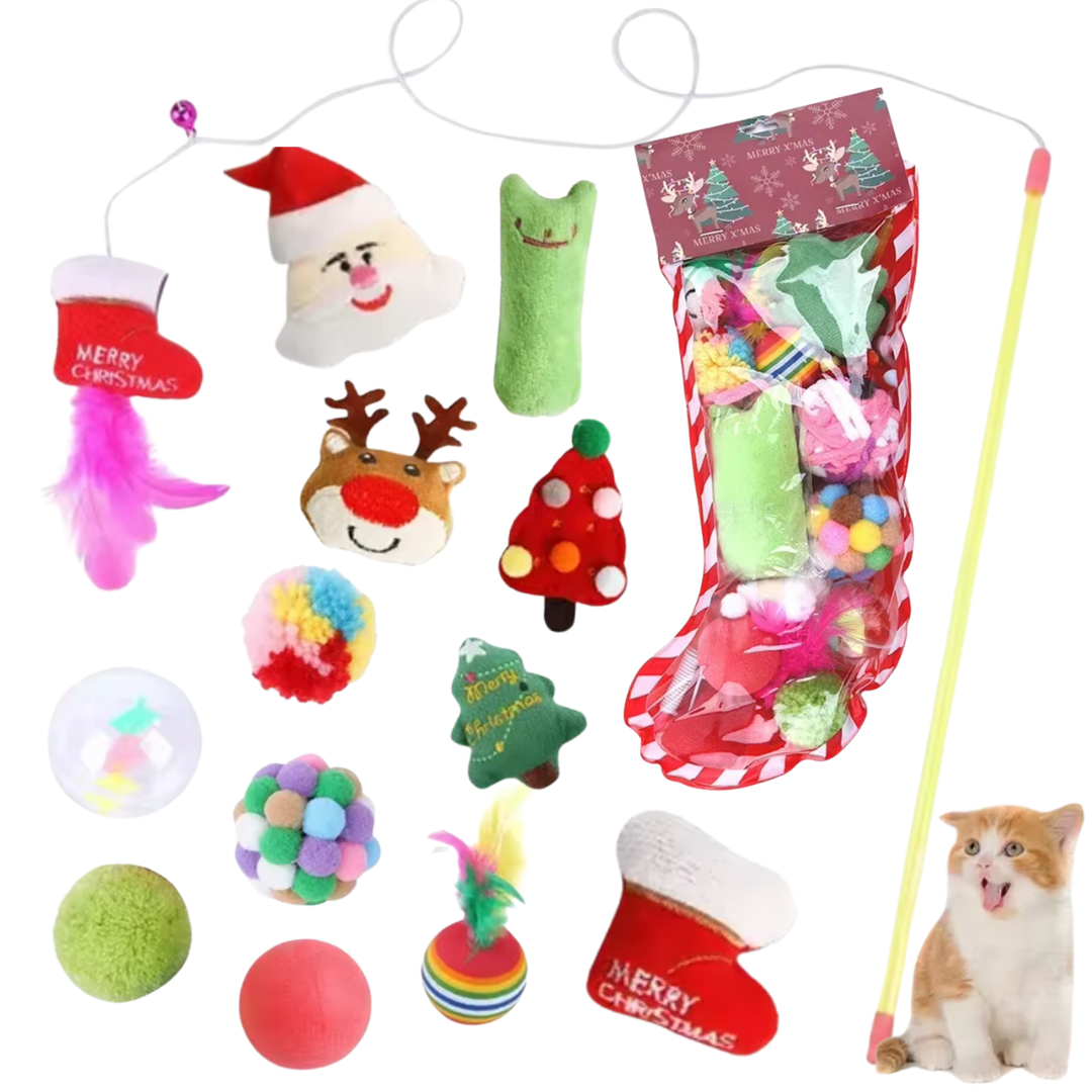 Cat Christmas Stocking Filled with Toys - Easy Cat Christmas Gifts ...
