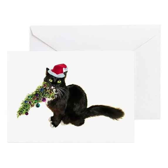 Cat Christmas Tree Greeting Card (20-pack), Note Card with Blank Inside ...