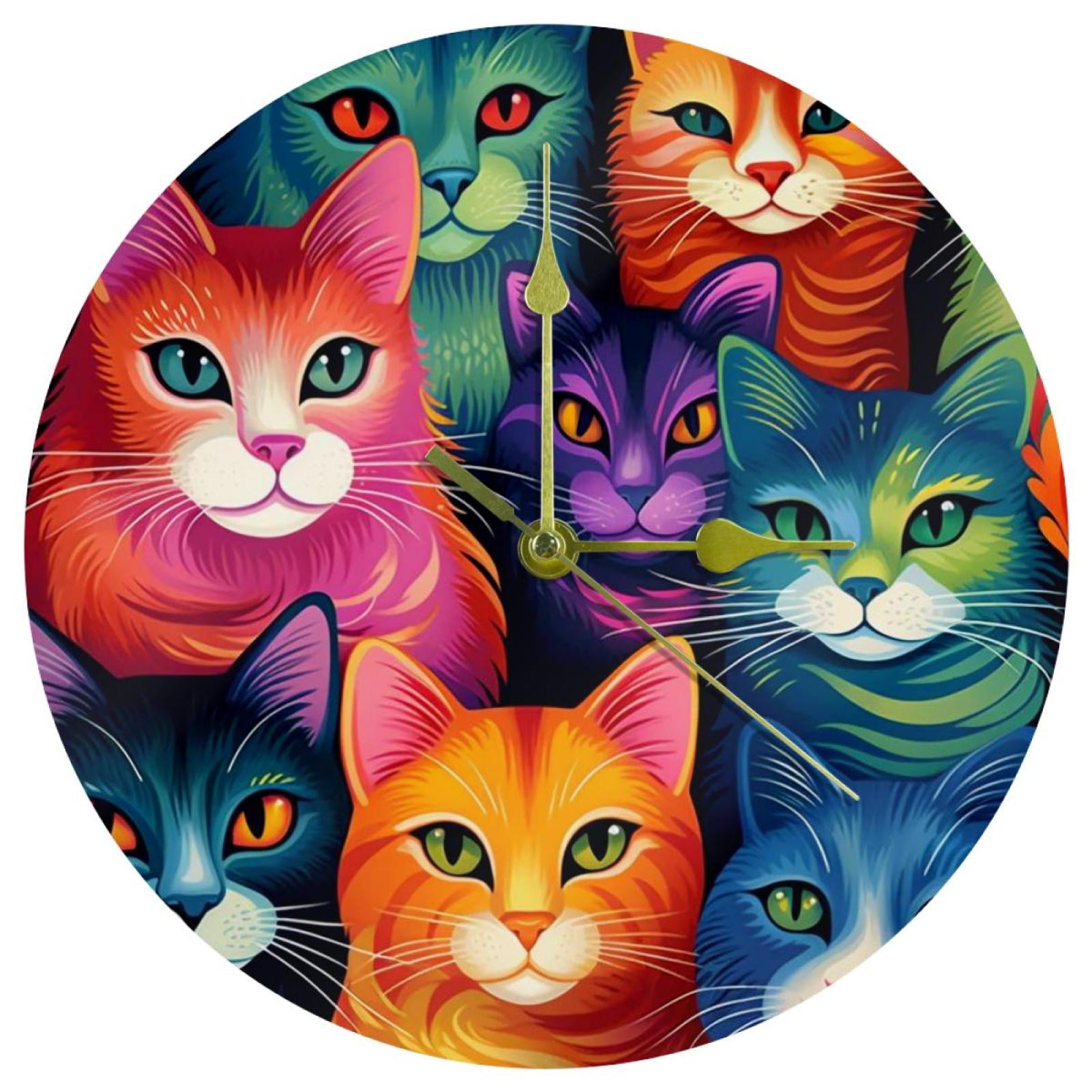 Cat Circular Acrylic Wall Clock - Elegant Timepiece for Home Décor ...