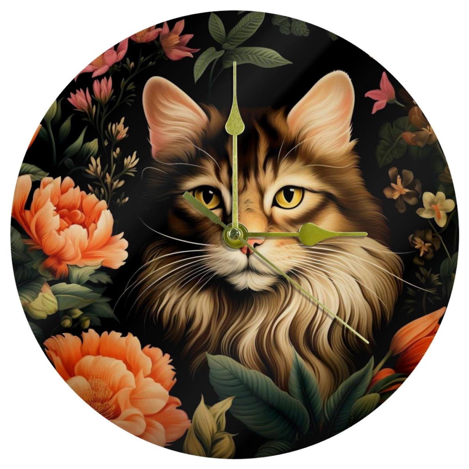 Cat Circular Acrylic Wall Clock - Elegant Timepiece with Sturdy ...