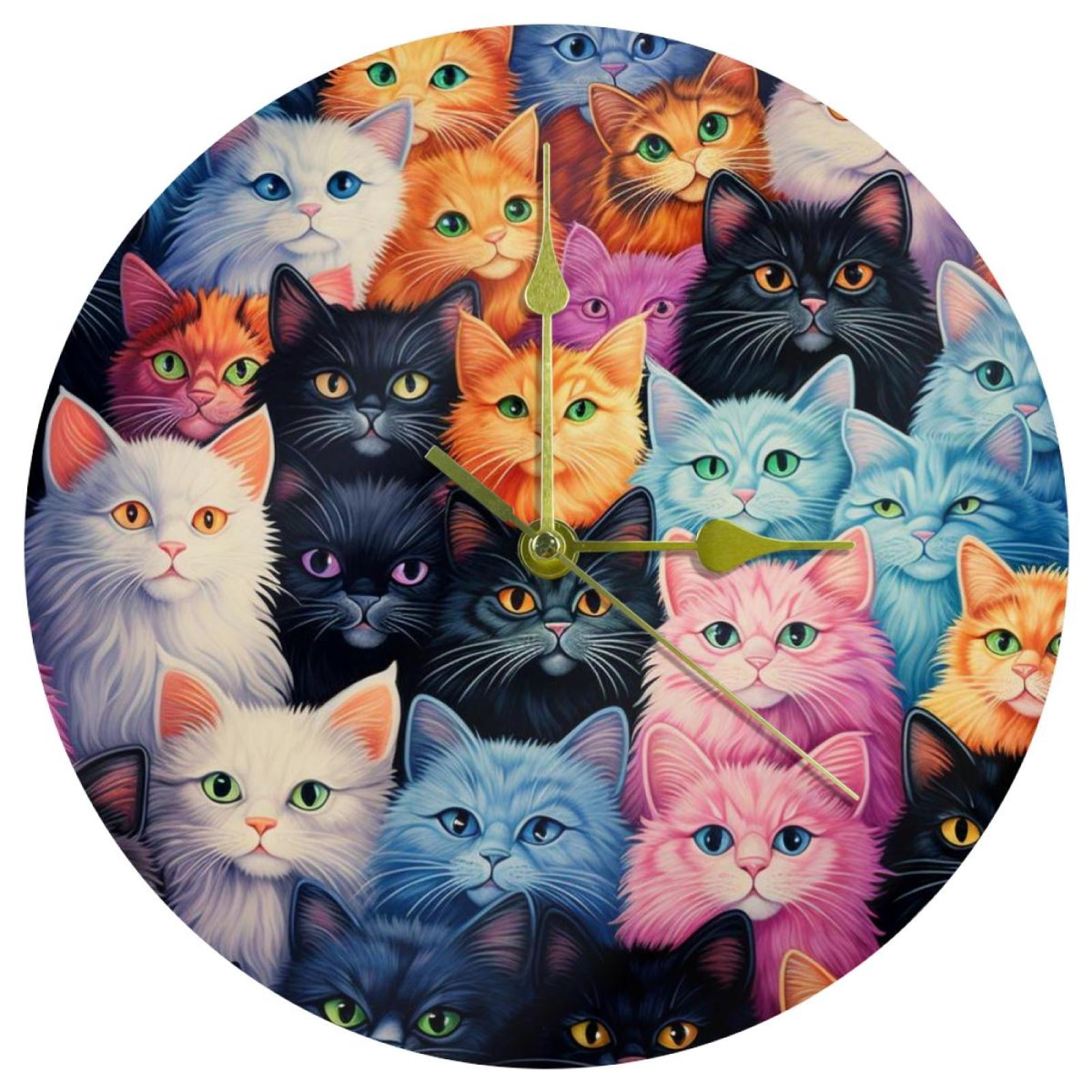 Cat Circular Acrylic Wall Clock - Stylish Timepiece for Home Decor ...