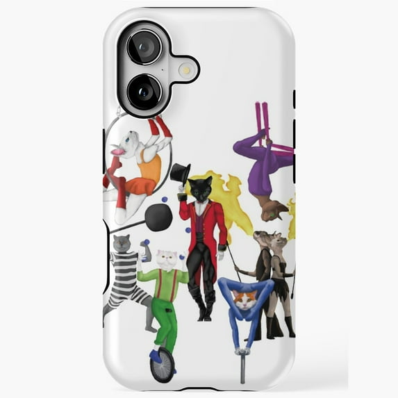 Cat Circus Funny Cartoon Artwork Tough Case for iPhone 17 to 11 Pro Max ...
