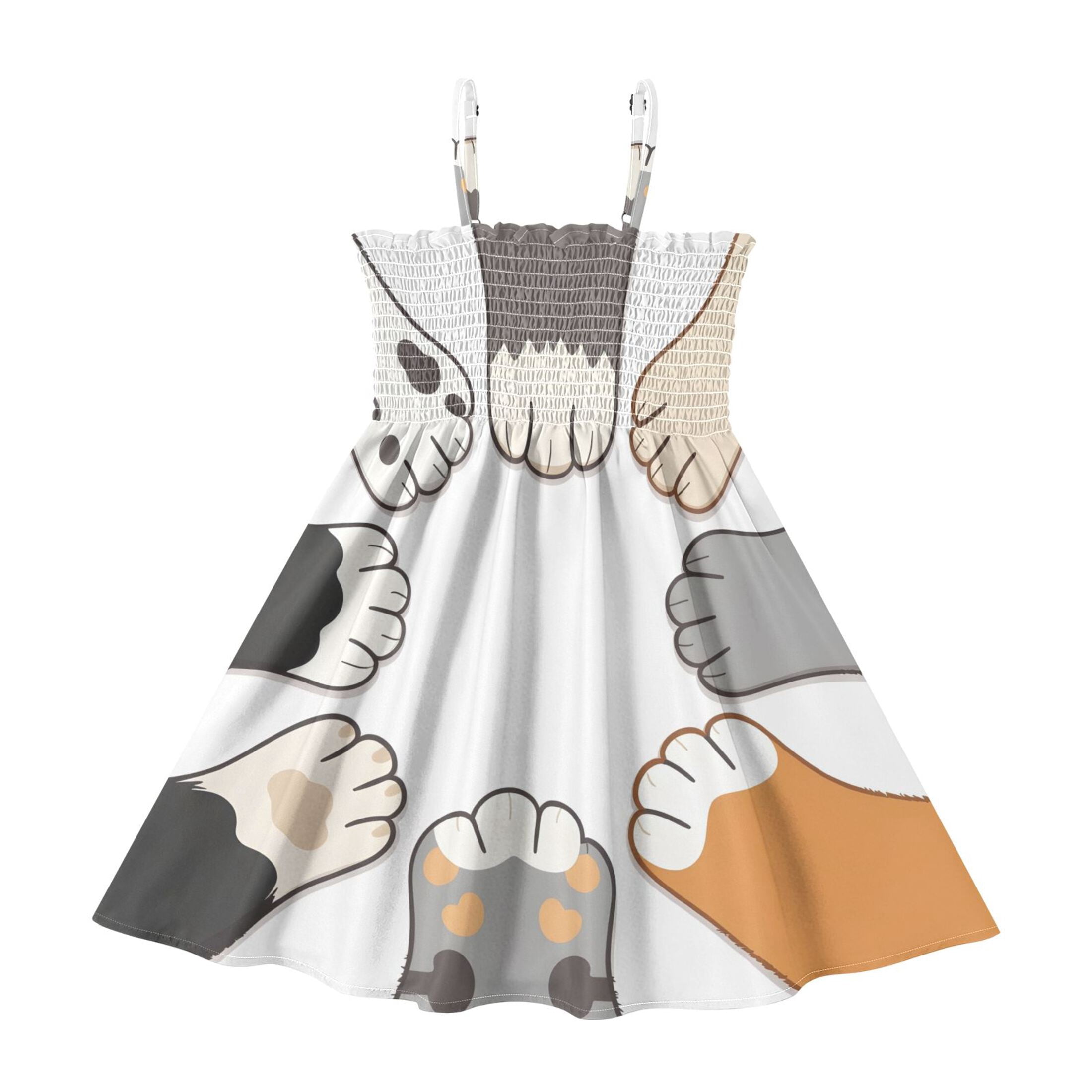 Cat Claws Girls' Casual Dresses 2Y-8Y Sleeveless Ruffle Neck for Summer ...