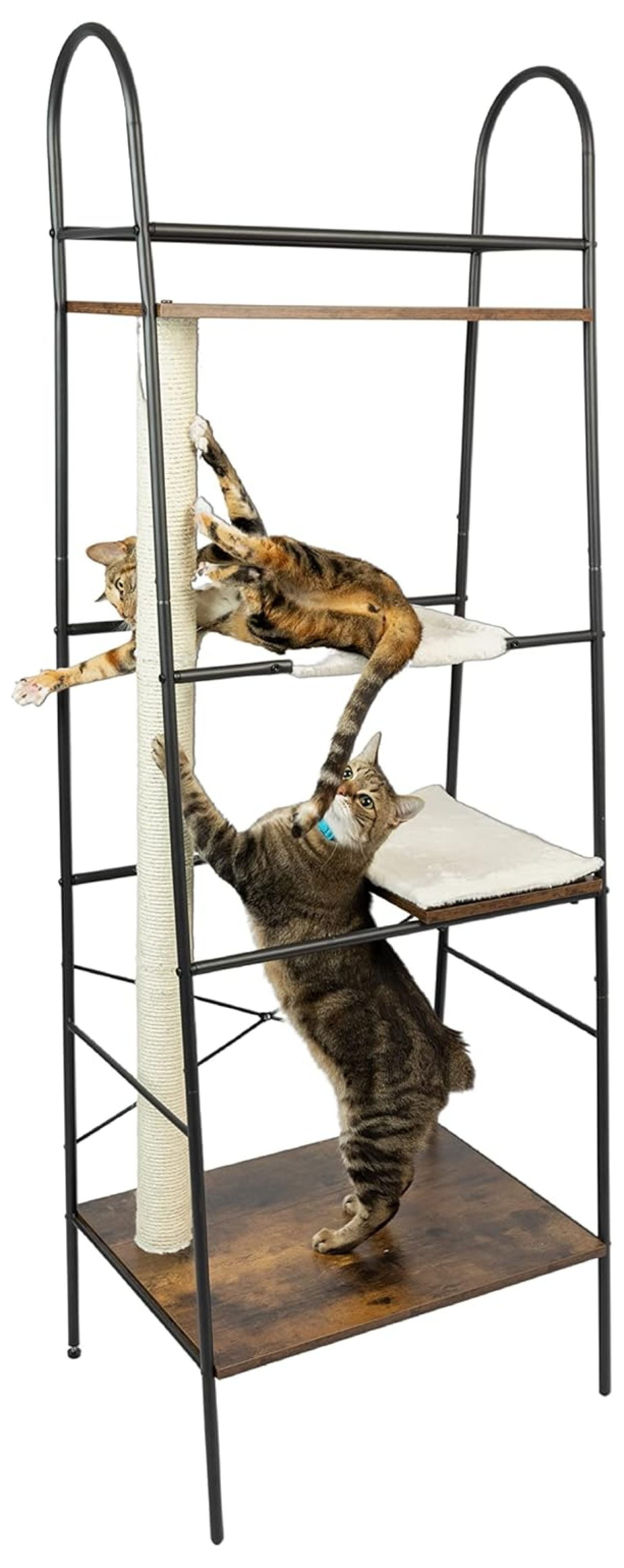 Cat Climber Tree with Scratching Posts & Hammock - Multi-Level Cat ...